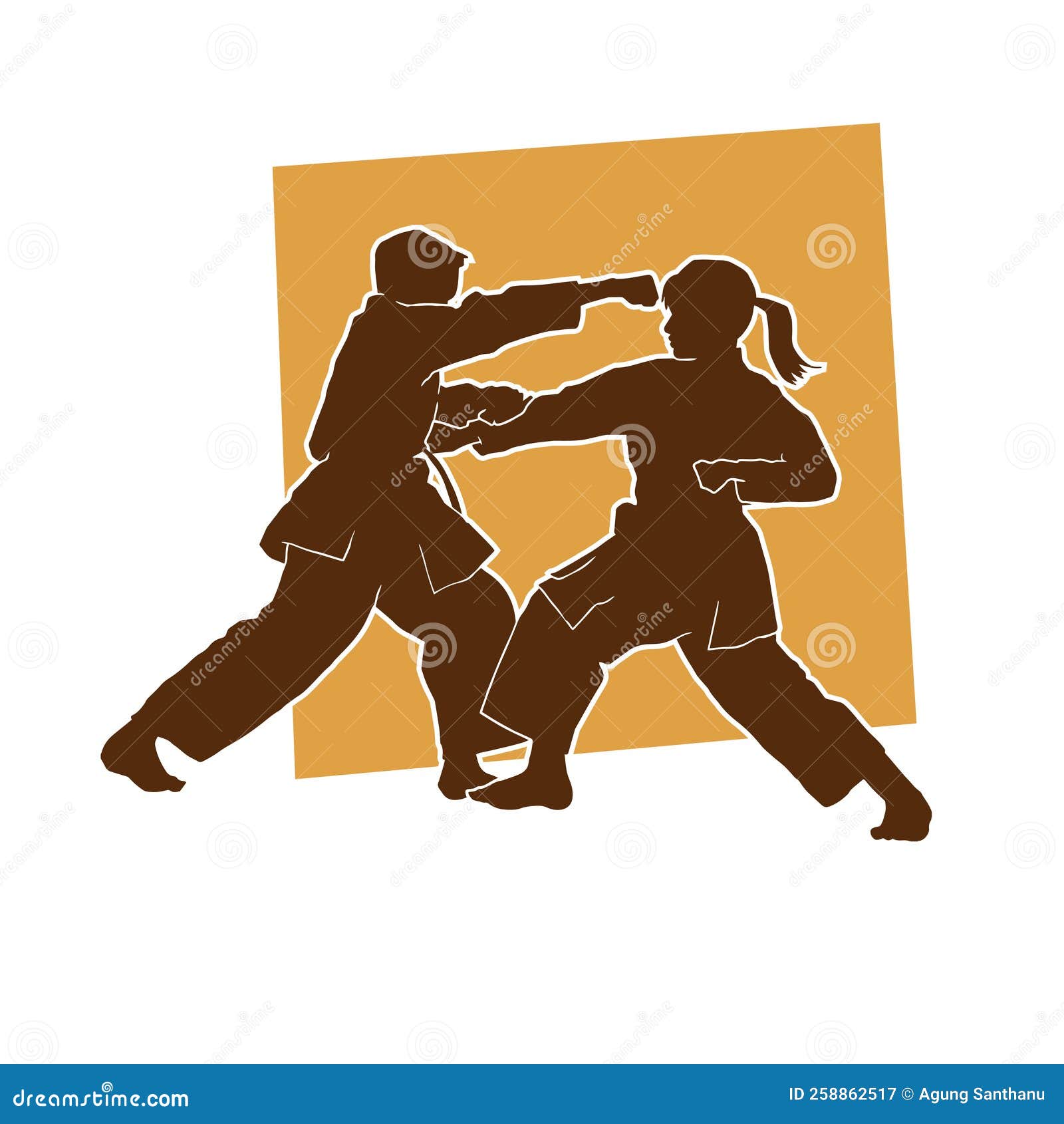 Youth Exercising Karate Kata Vector Silhouette | CartoonDealer.com ...