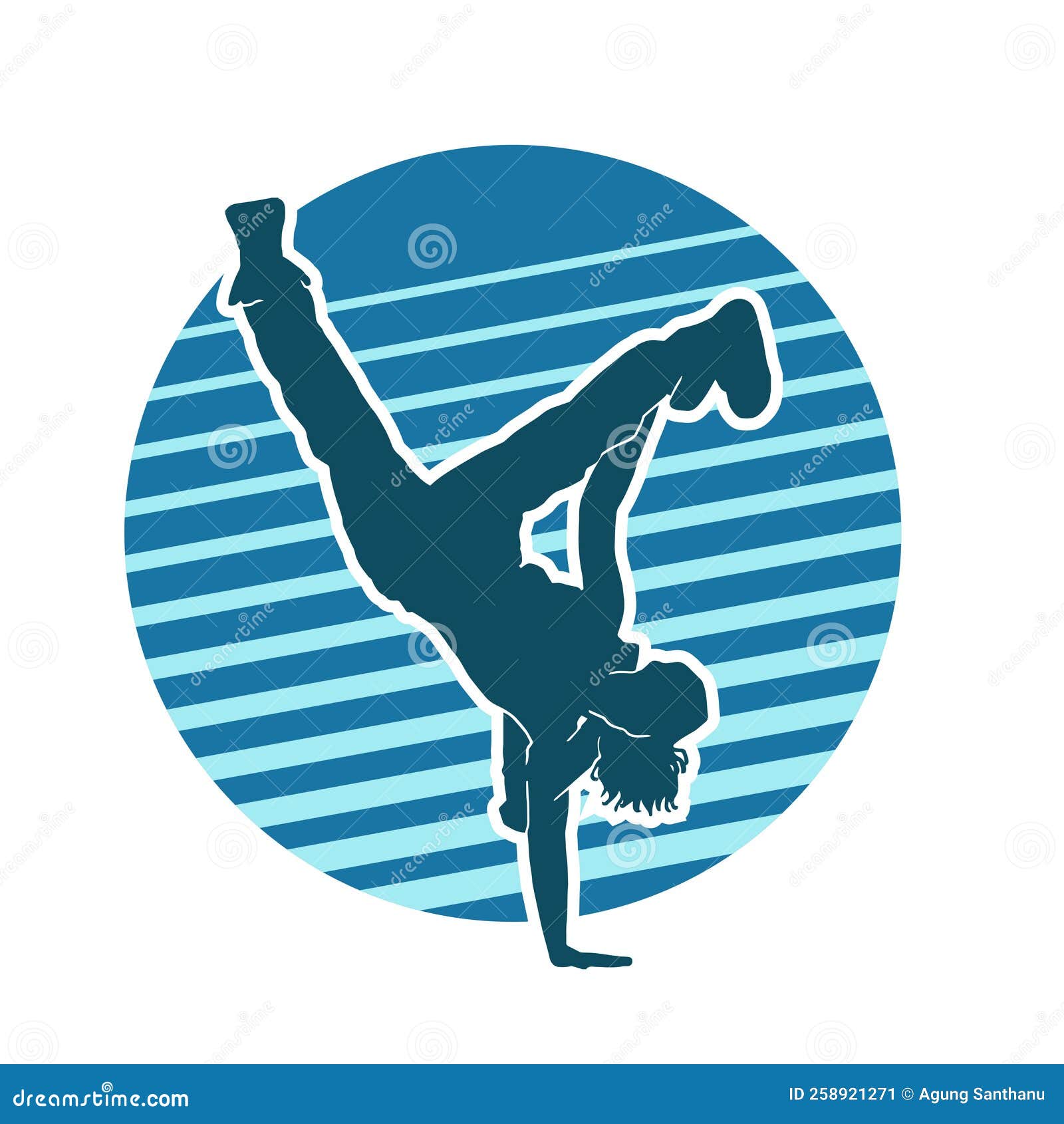 Silhouette of a Female Dancer Doing Handstand Breakdance. Stock Vector ...