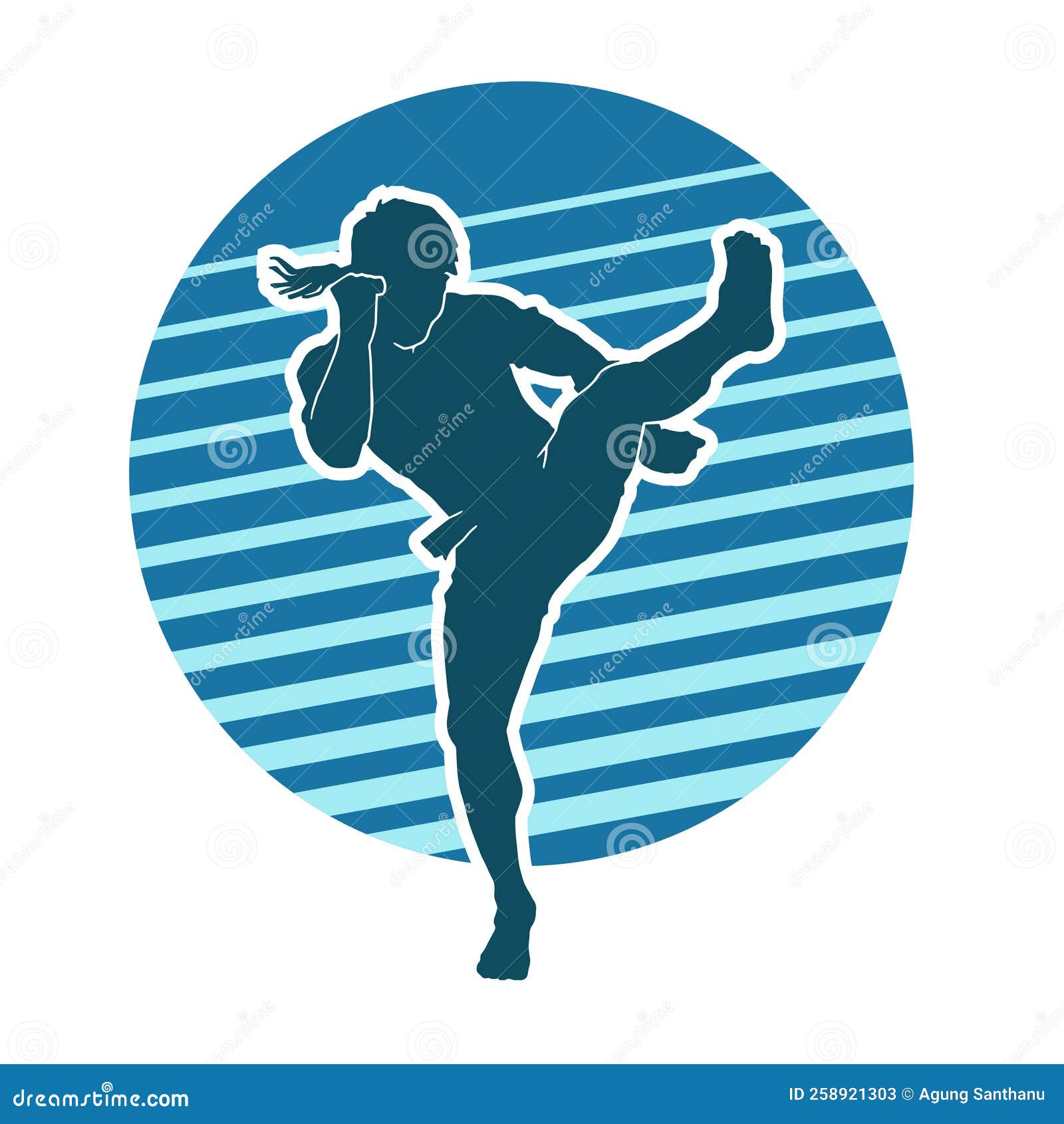 Silhouette of a Kickboxing Athlete. Stock Vector - Illustration of ...