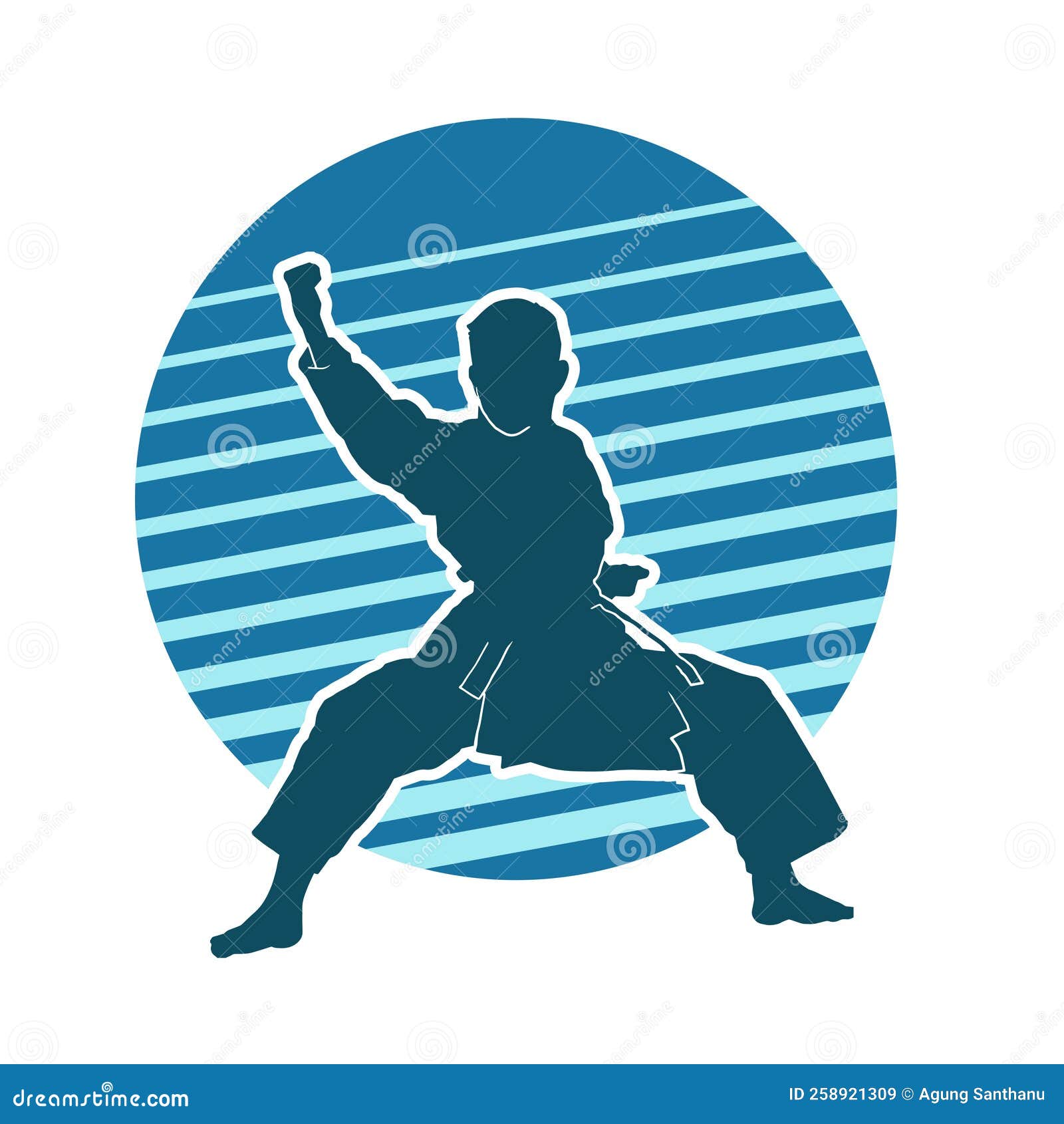 Youth Exercising Karate Kata Vector Silhouette | CartoonDealer.com ...