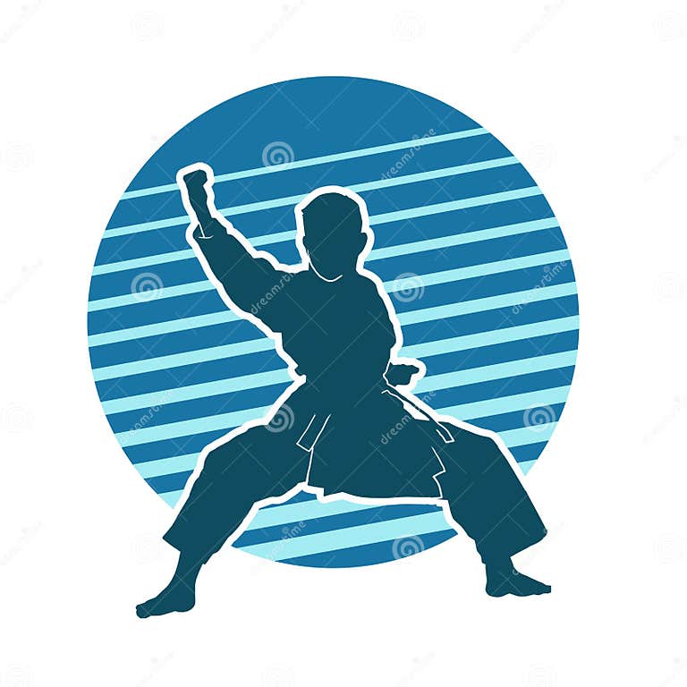 Youth Exercising Karate Kata Vector Silhouette Stock Vector ...