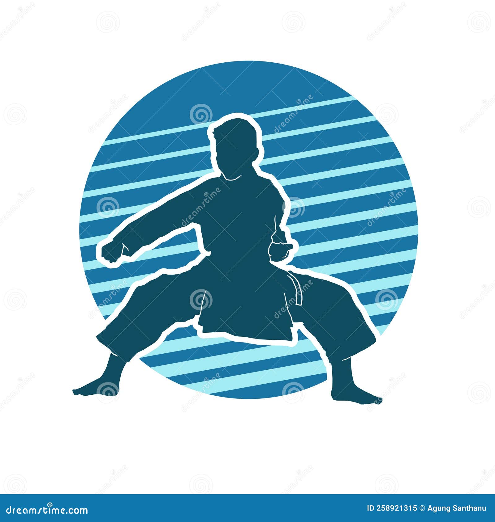 Youth Exercising Karate Kata Vector Silhouette Stock Vector ...