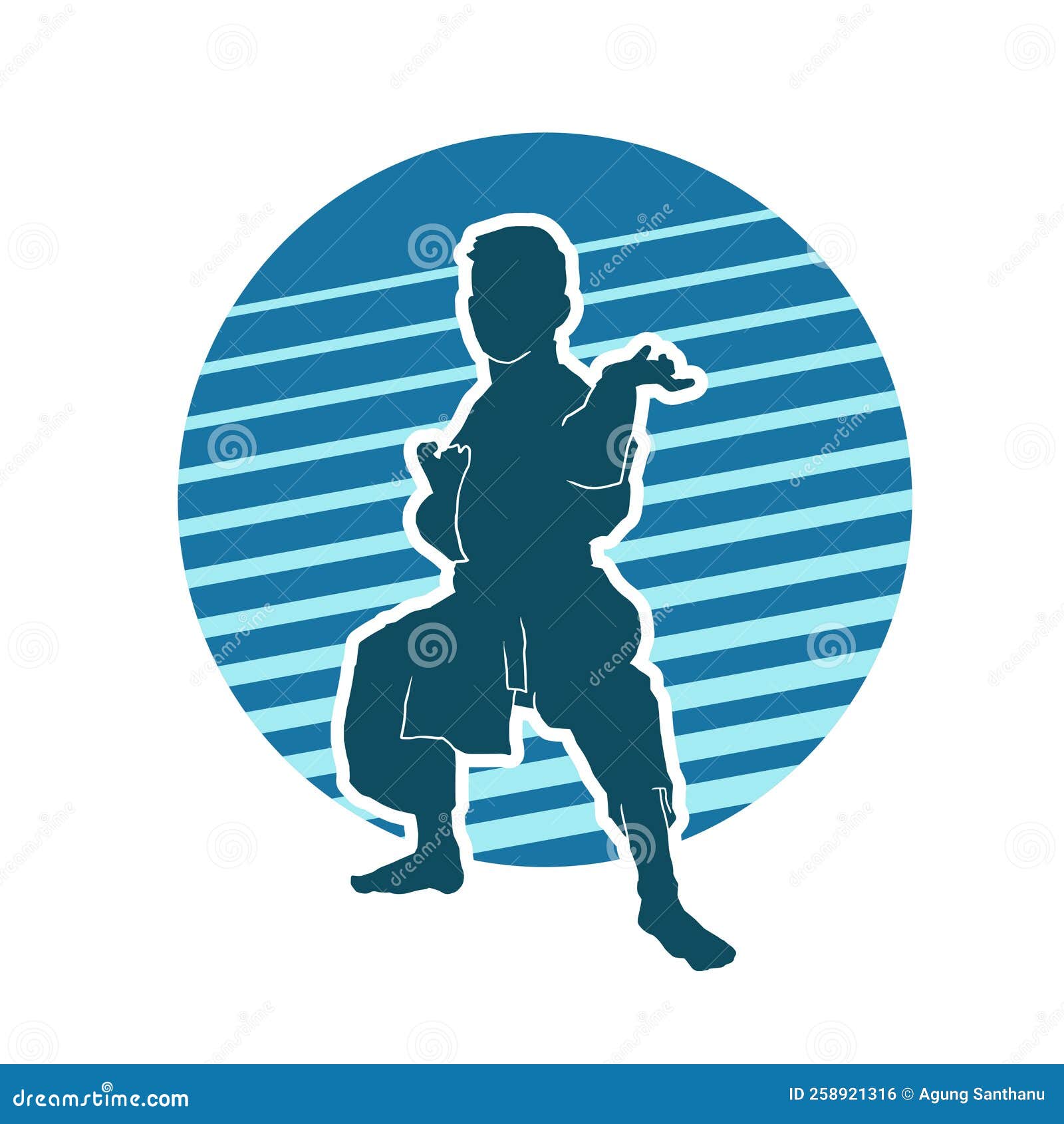 Youth Exercising Karate Kata Vector Silhouette | CartoonDealer.com ...