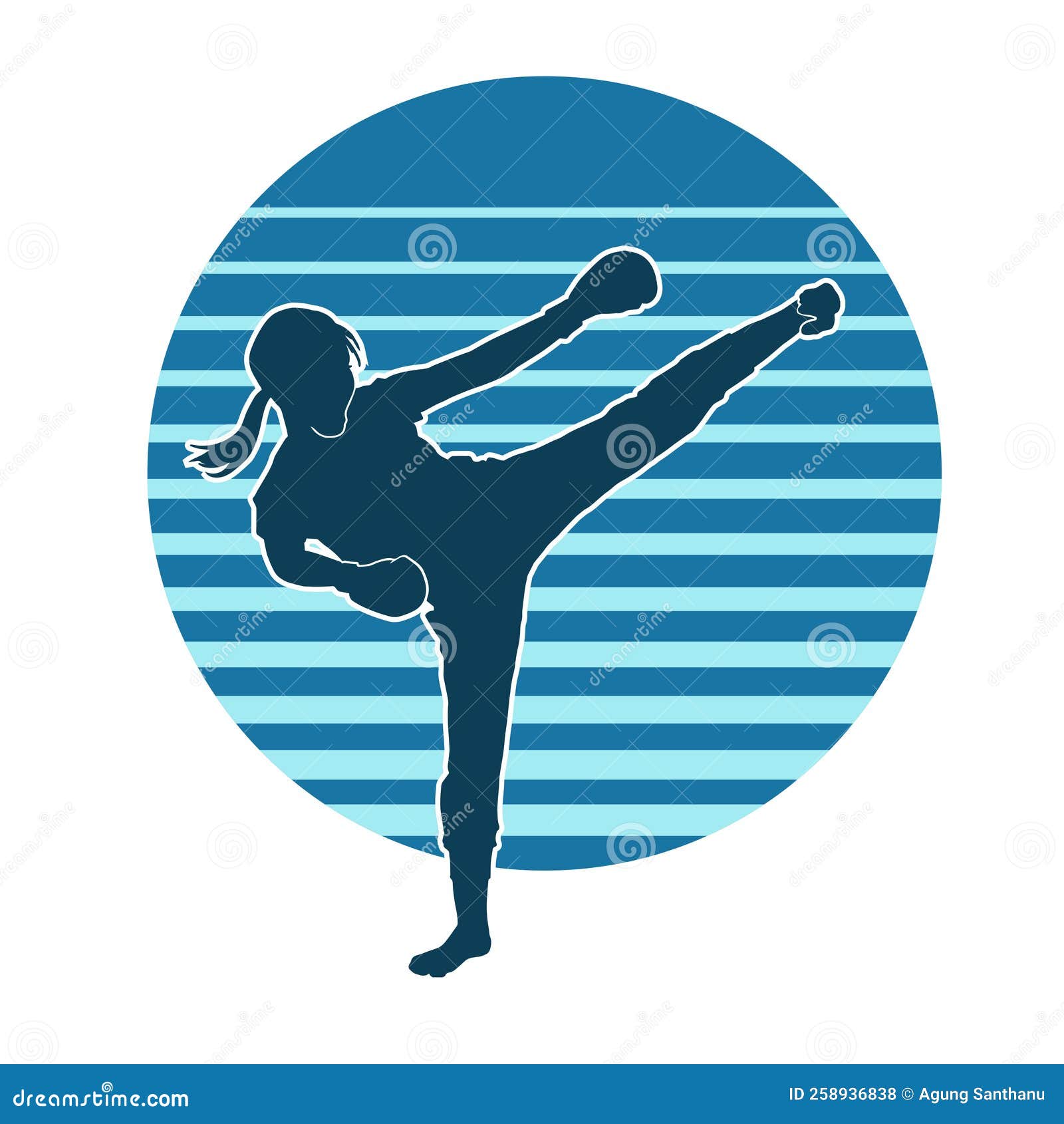 Youth Exercising Kickboxing Vector Silhouette Stock Vector ...