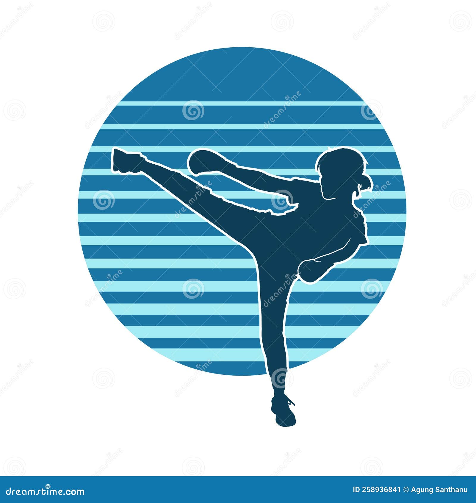 Youth Exercising Kickboxing Vector Silhouette Stock Vector ...