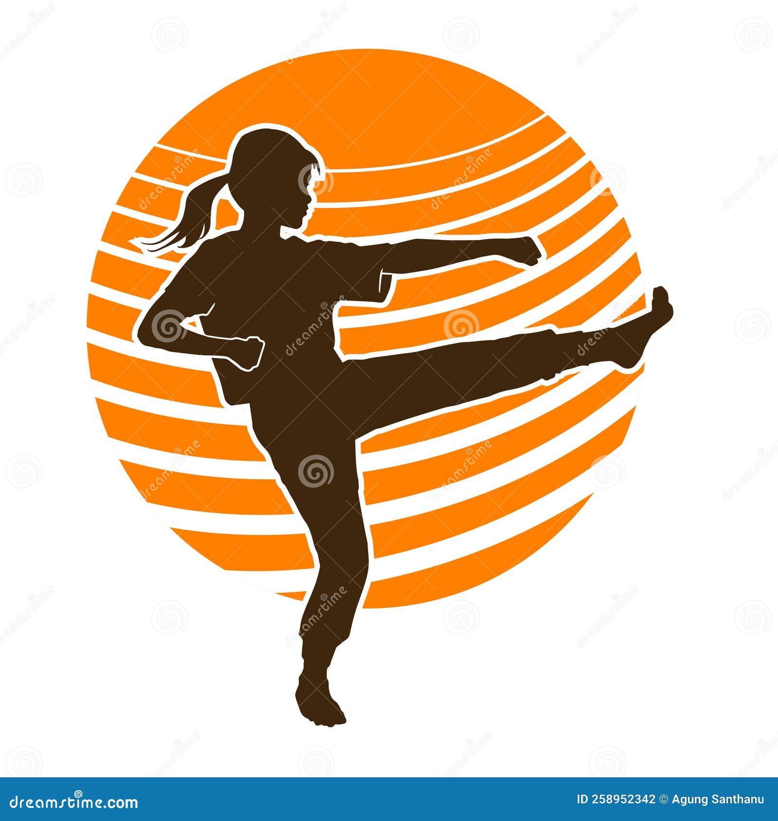 Youth Exercising Kickboxing Vector Silhouette Stock Vector ...
