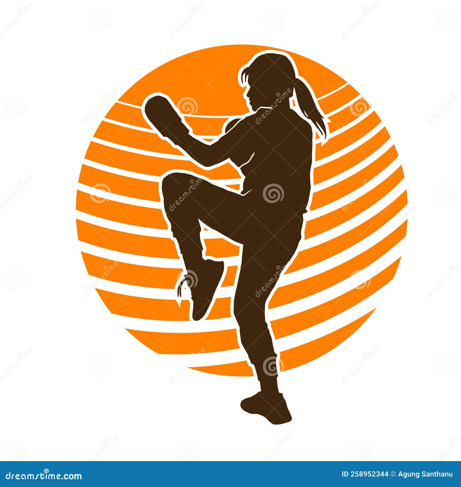 Youth Exercising Kickboxing Vector Silhouette | CartoonDealer.com ...