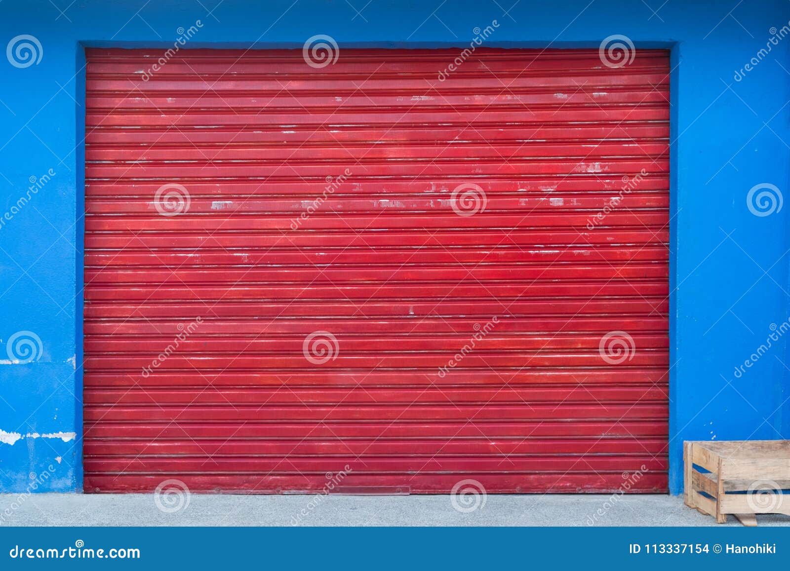 Shutter Background - Shop Exterior with Closed Red Shutter Stock Photo ...