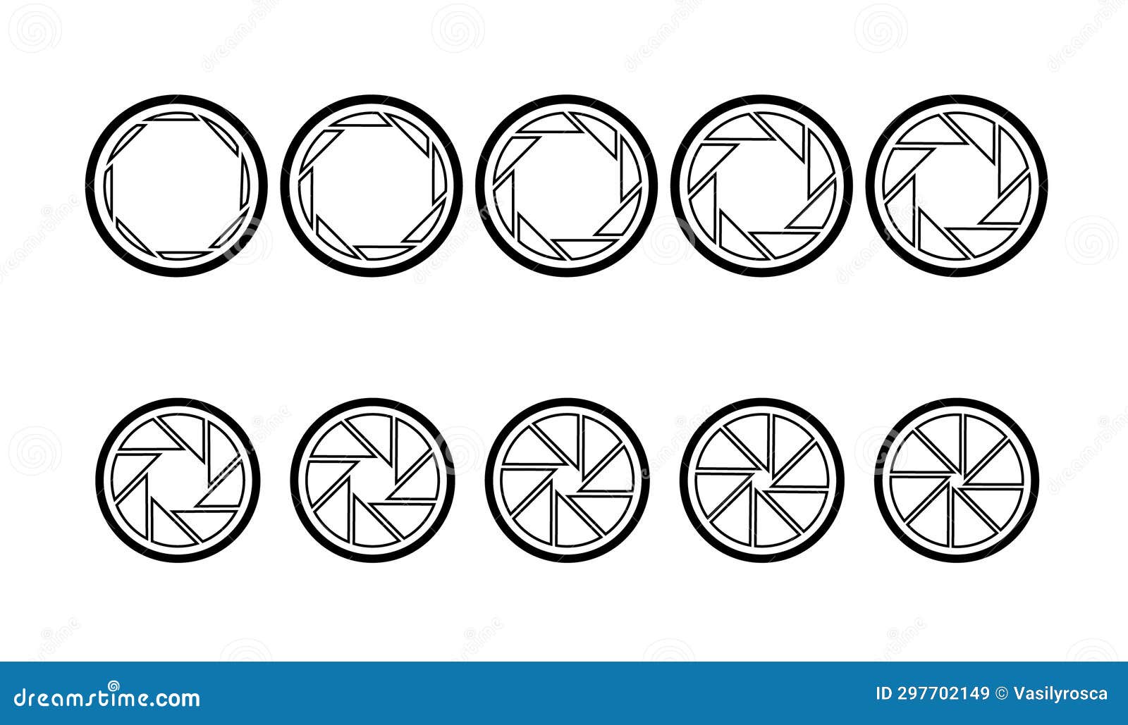 Shutter Camera Aperture Lens Icon. Vector Shutter Aperture Logo Photography Circle Open ...