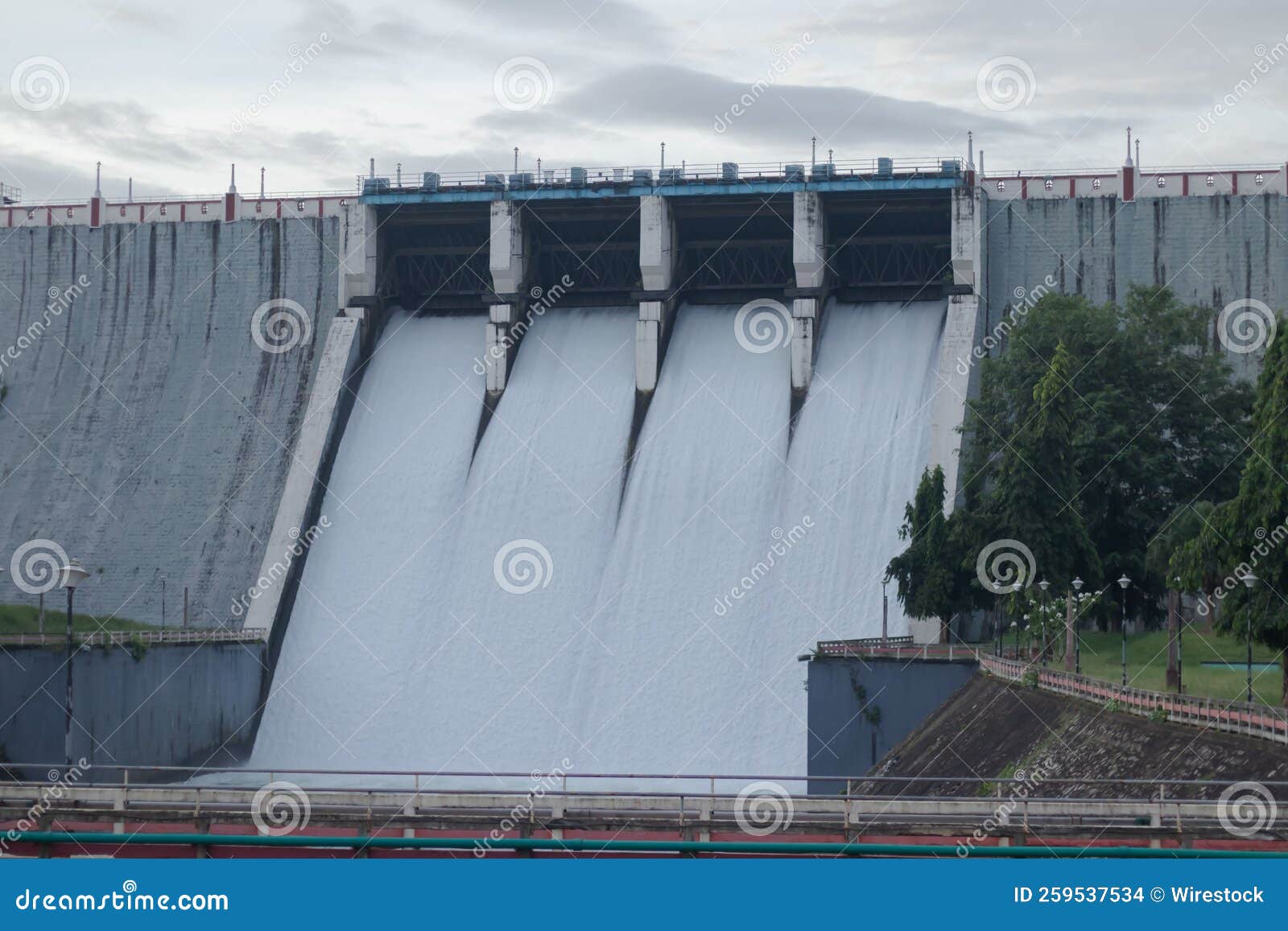 4 Shutter Dam with Water Flowing Stock Photo - Image of electric ...