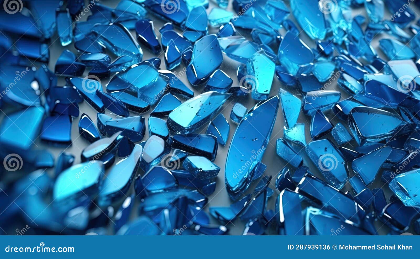Shuttered Blue Colored Broken Glass Technology Abstract Background ...