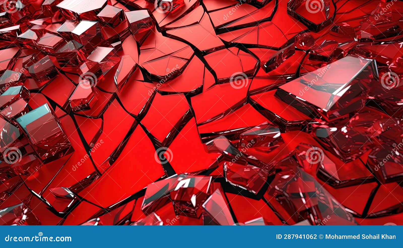 Shuttered Red Colored Broken Glass Technology Abstract Background ...