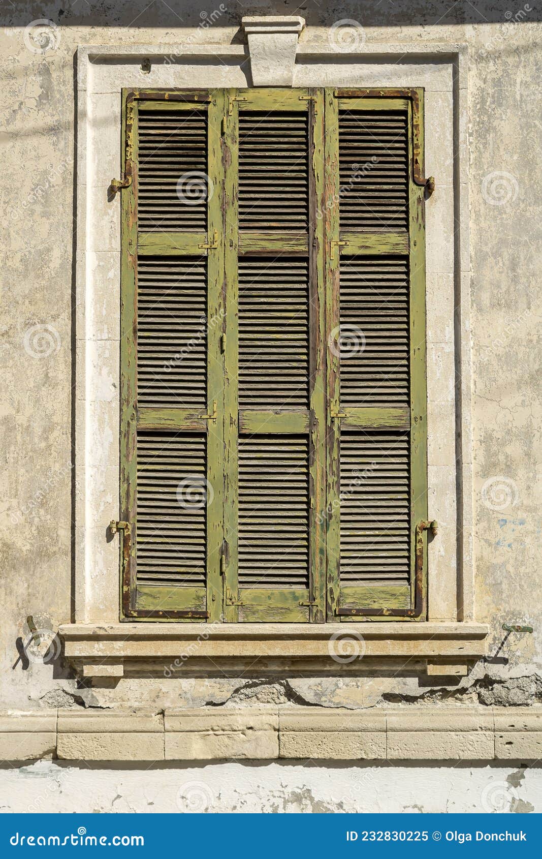 Shuttered Window in Old Wall Stock Image - Image of wooden, abstract ...
