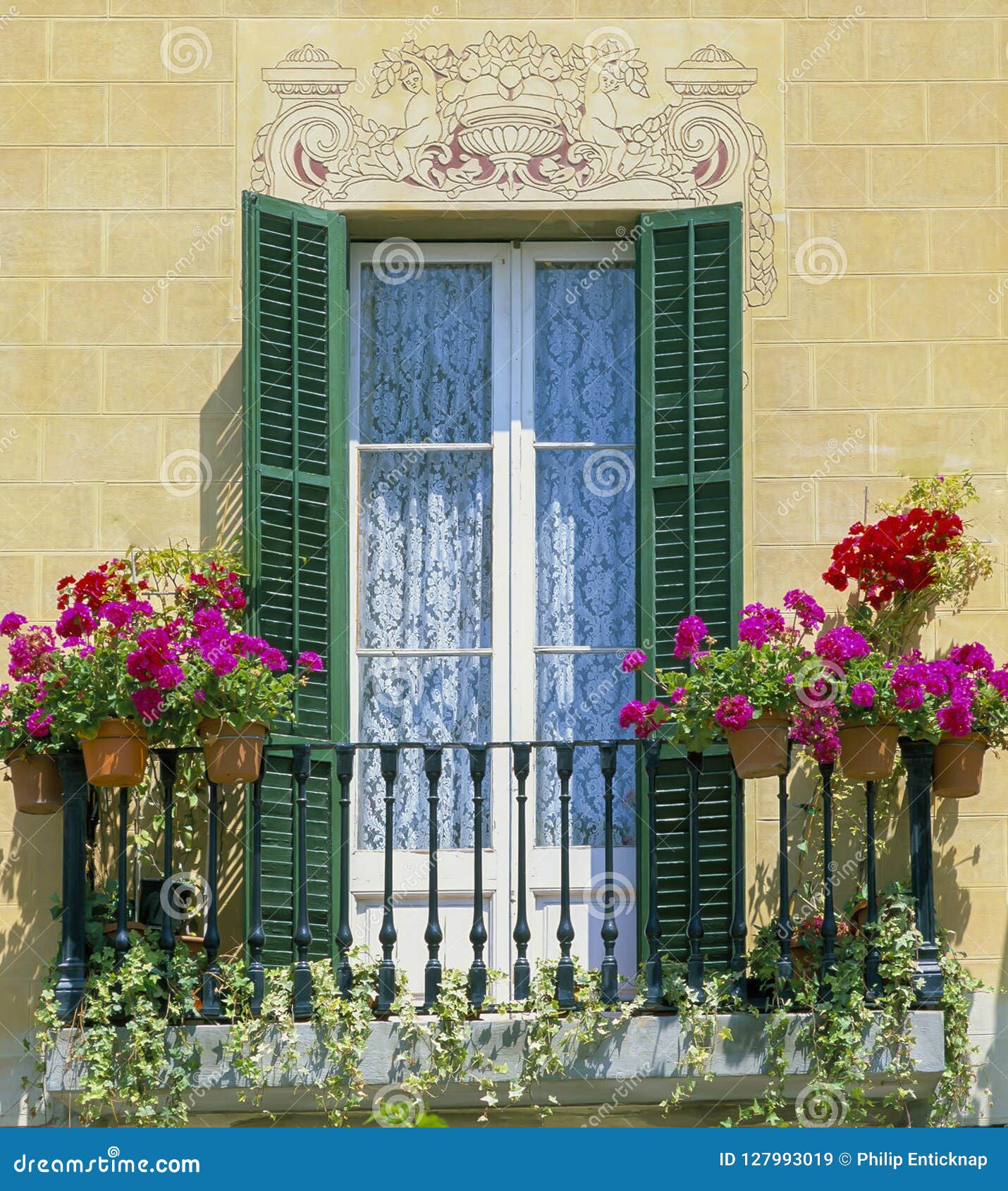 Shuttered Window, Sitges ,Catalunya,Spain. Editorial Stock Image ...