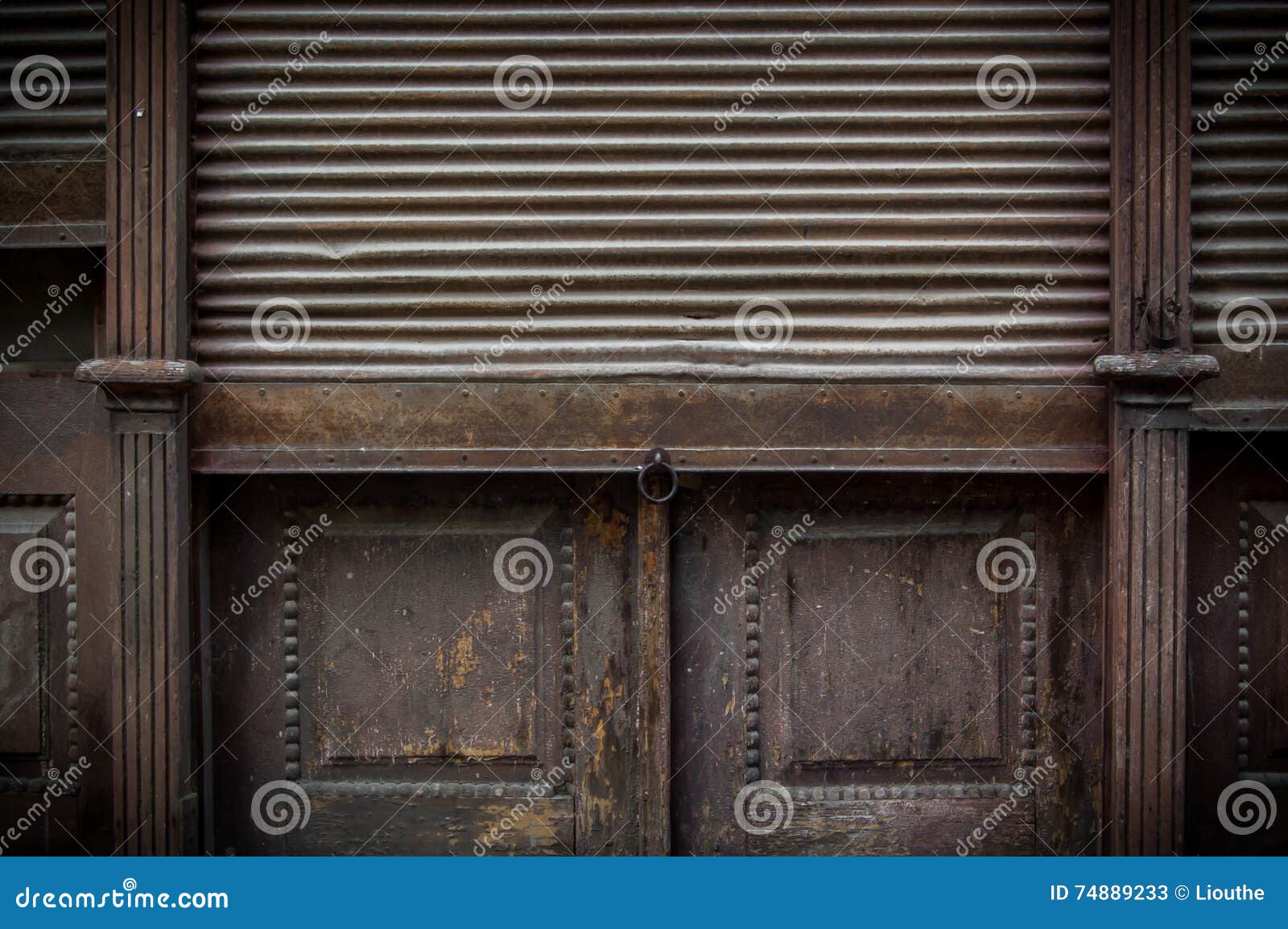 Old Store Roller Shutter Door Stock Image - Image of green, abstract ...