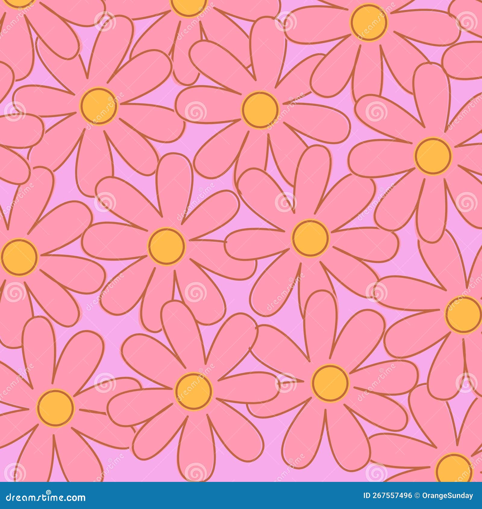 Preppy Hippie Pink Purple Flower Pattern Stock Illustration ...