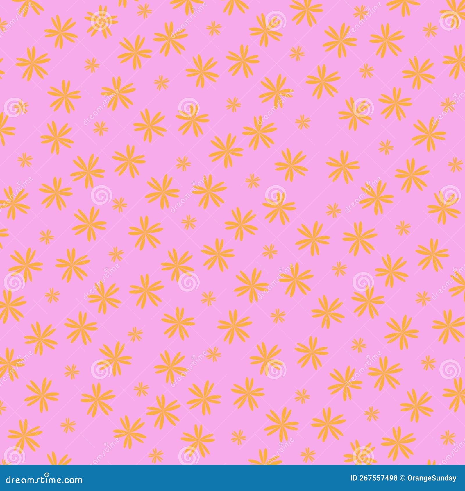 Preppy Orange Pink Hippie Flower Pattern Stock Illustration ...