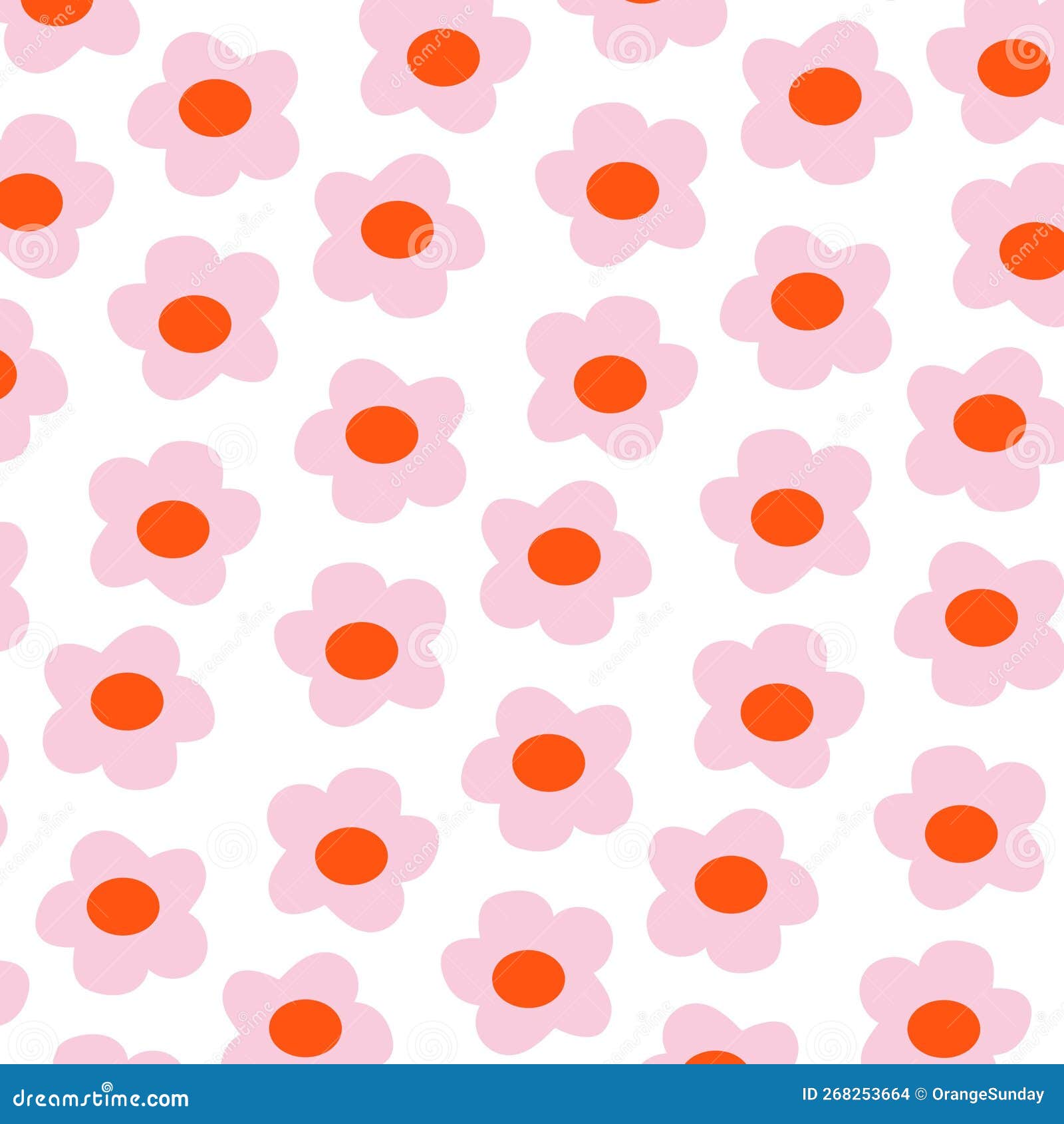 Preppy Pink Red Hippie Flower Pattern Stock Illustration - Illustration ...