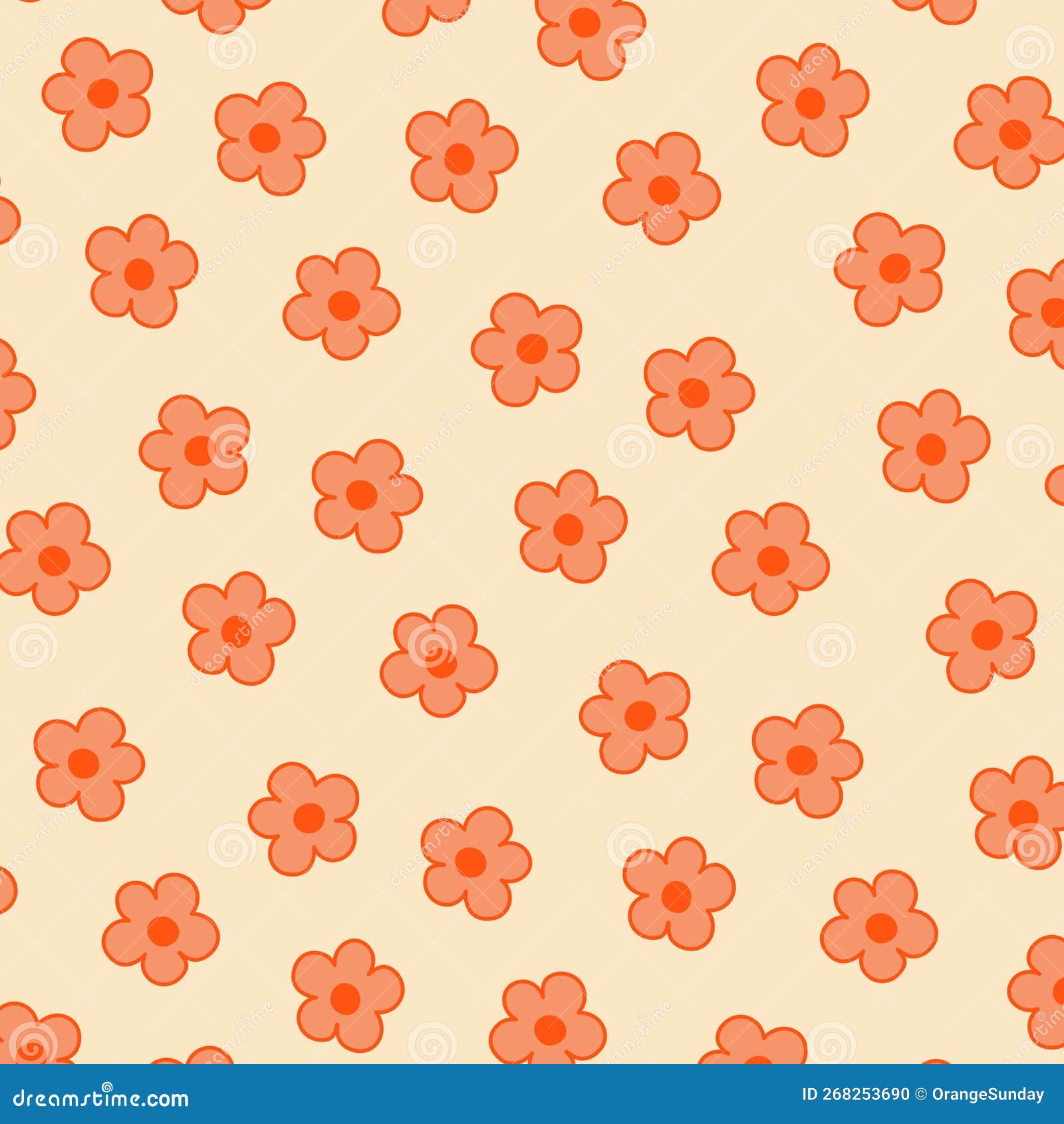 Preppy Peach White Hippie Flower Pattern Royalty-Free Stock Photography ...