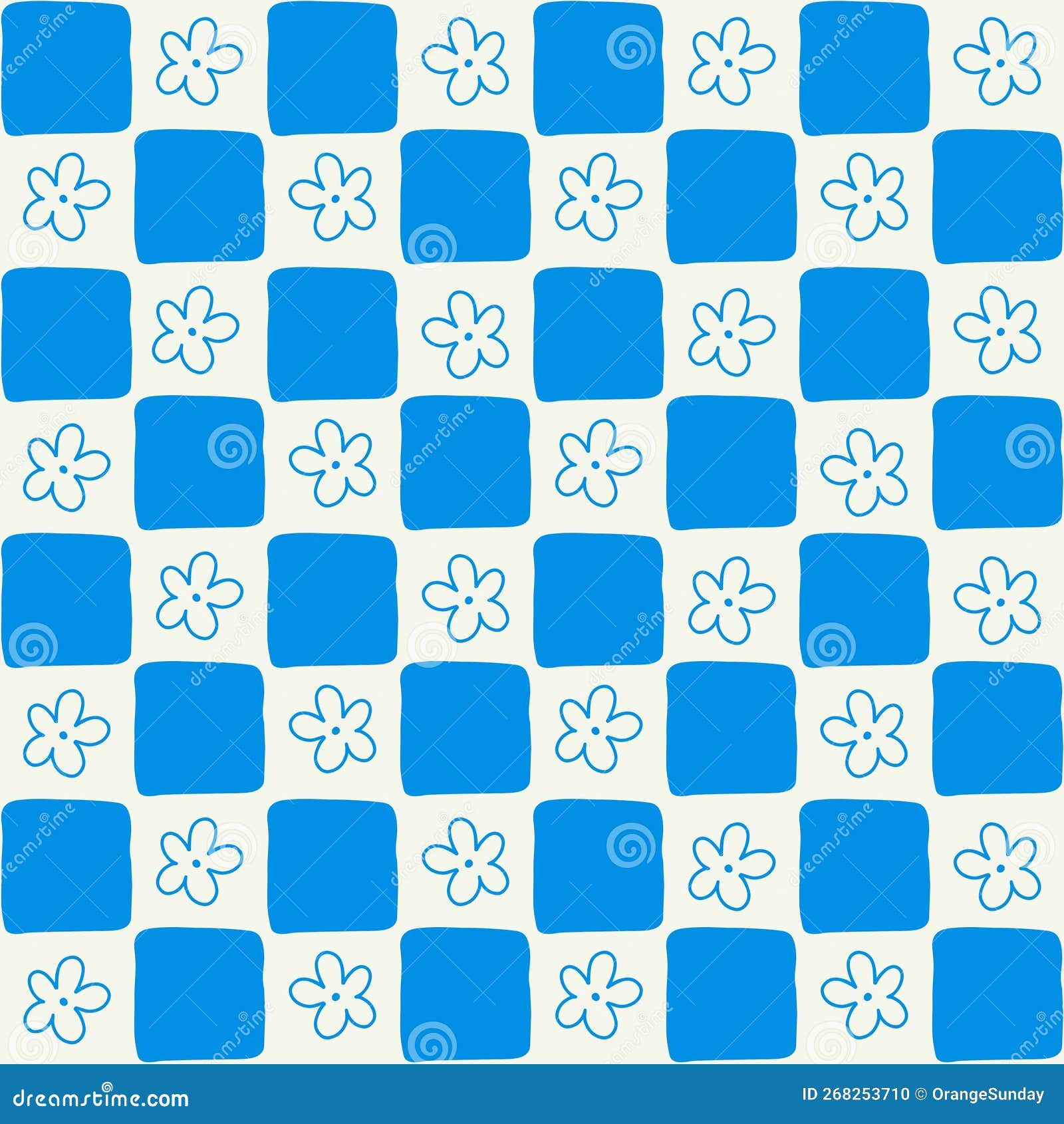 Preppy Blue Pink Hippie Flower Pattern Royalty-Free Stock Image ...