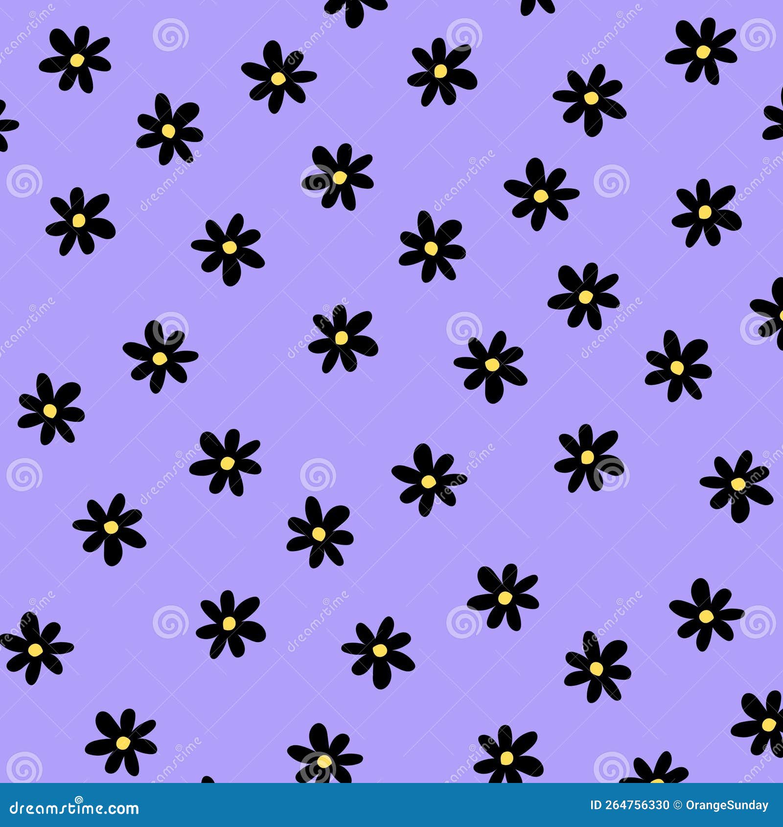 Preppy Purple Blue Hippie Flower Pattern Stock Illustration ...
