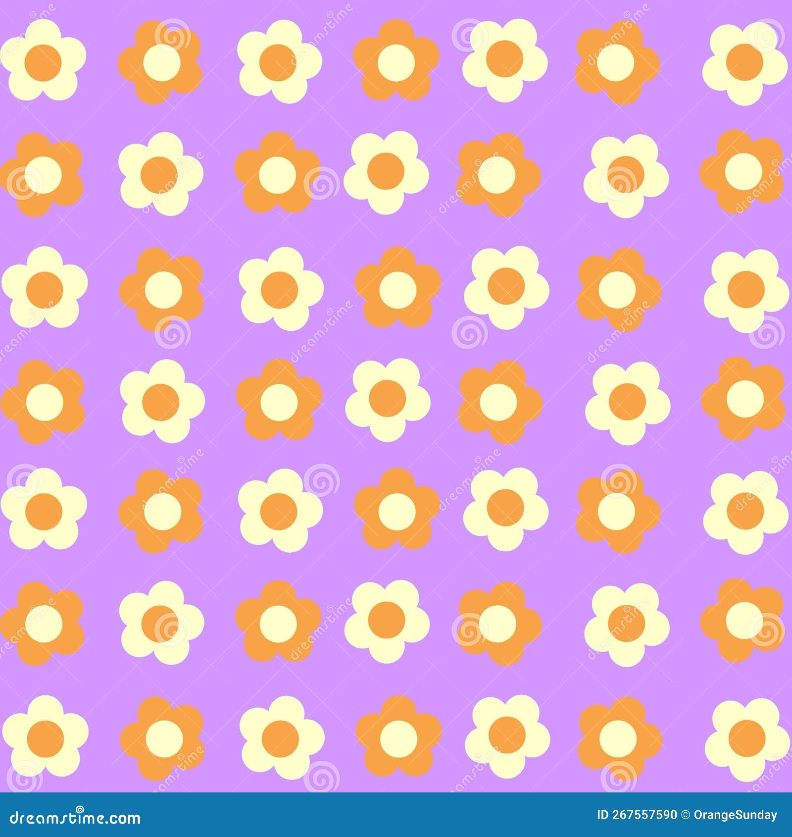 Preppy Orange Yellow 1970s Hippie Flower Pattern Royalty-Free Stock ...