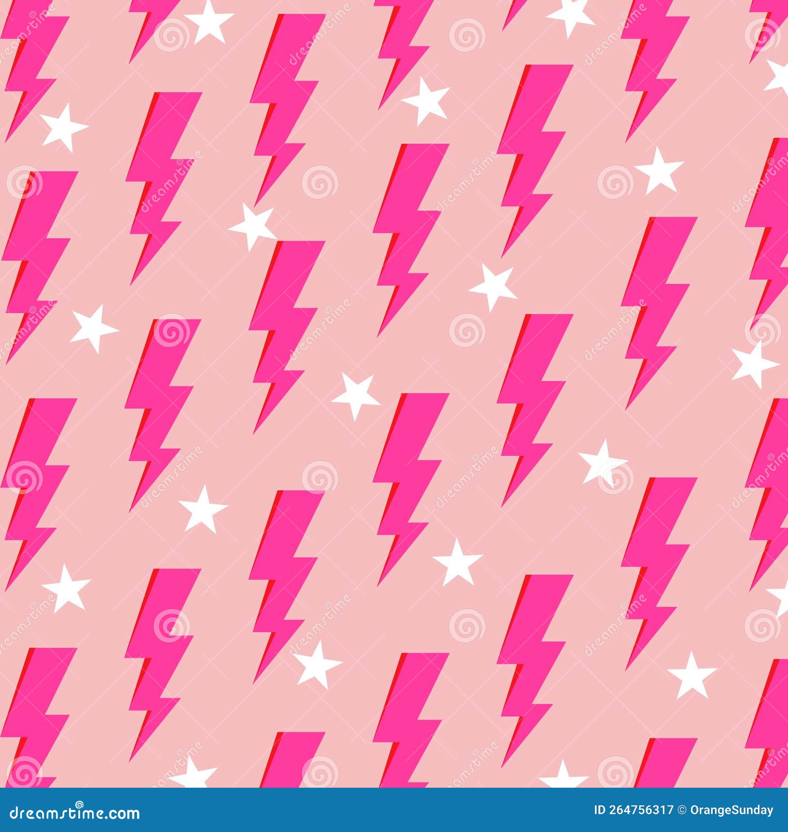 Preppy Hippie Lightning Pink Background Y2K Indie Pattern Royalty-Free ...