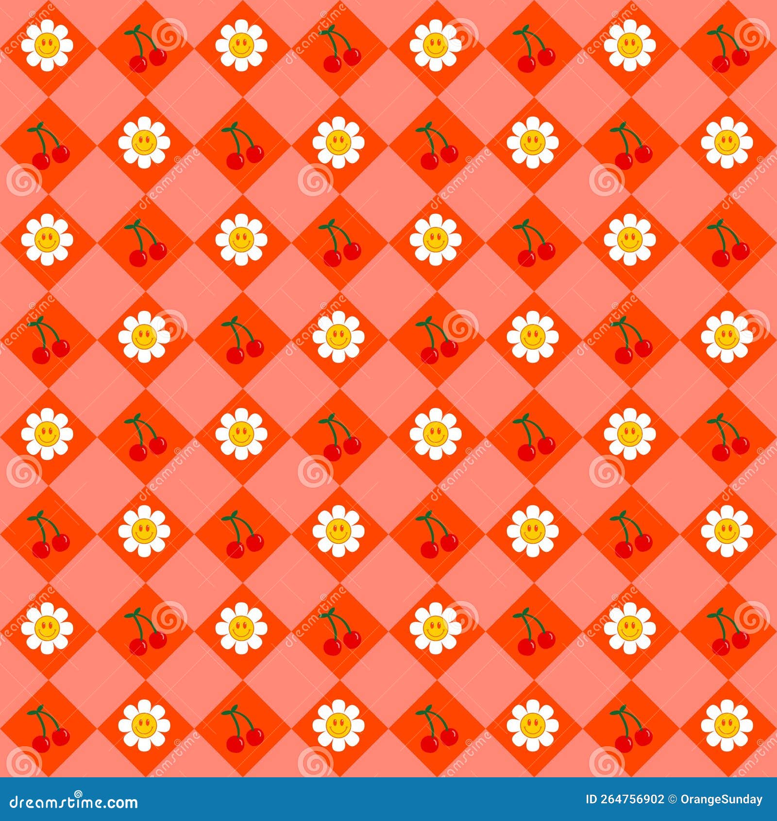 Preppy Peach White Hippie Flower Pattern Royalty-Free Stock Photography ...