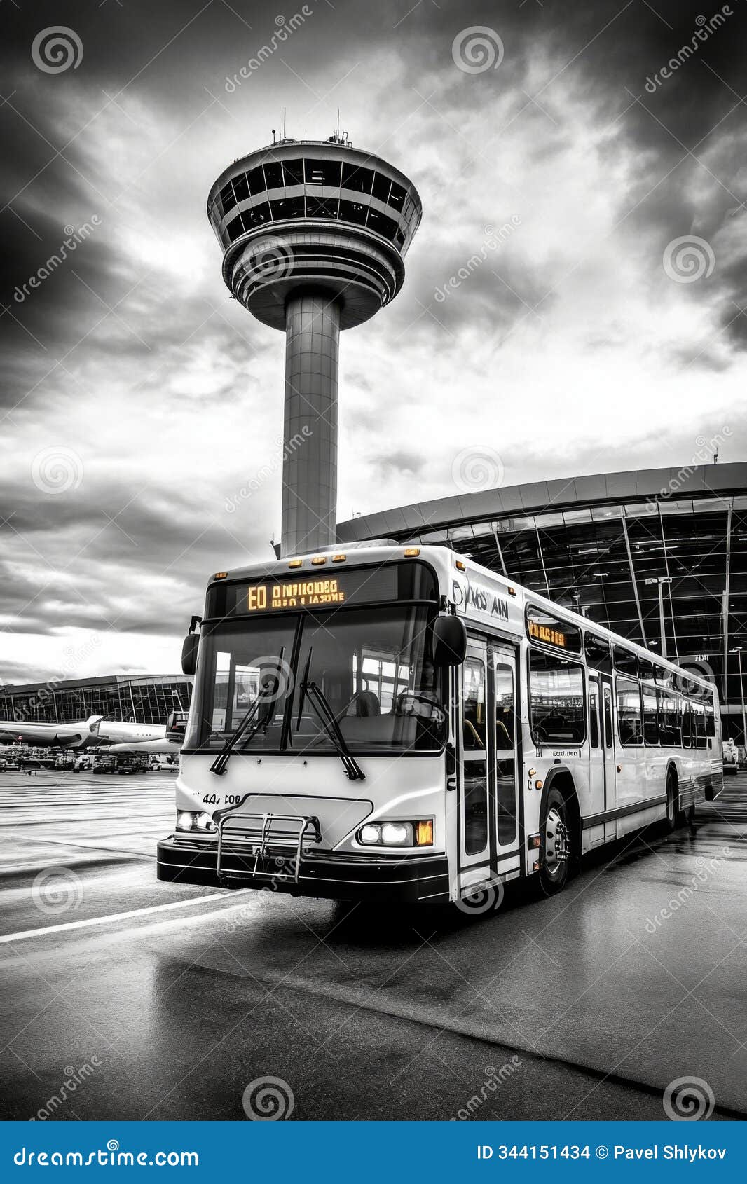 Shuttle Bus Brought People To the Airport for the Flight Stock Photo ...