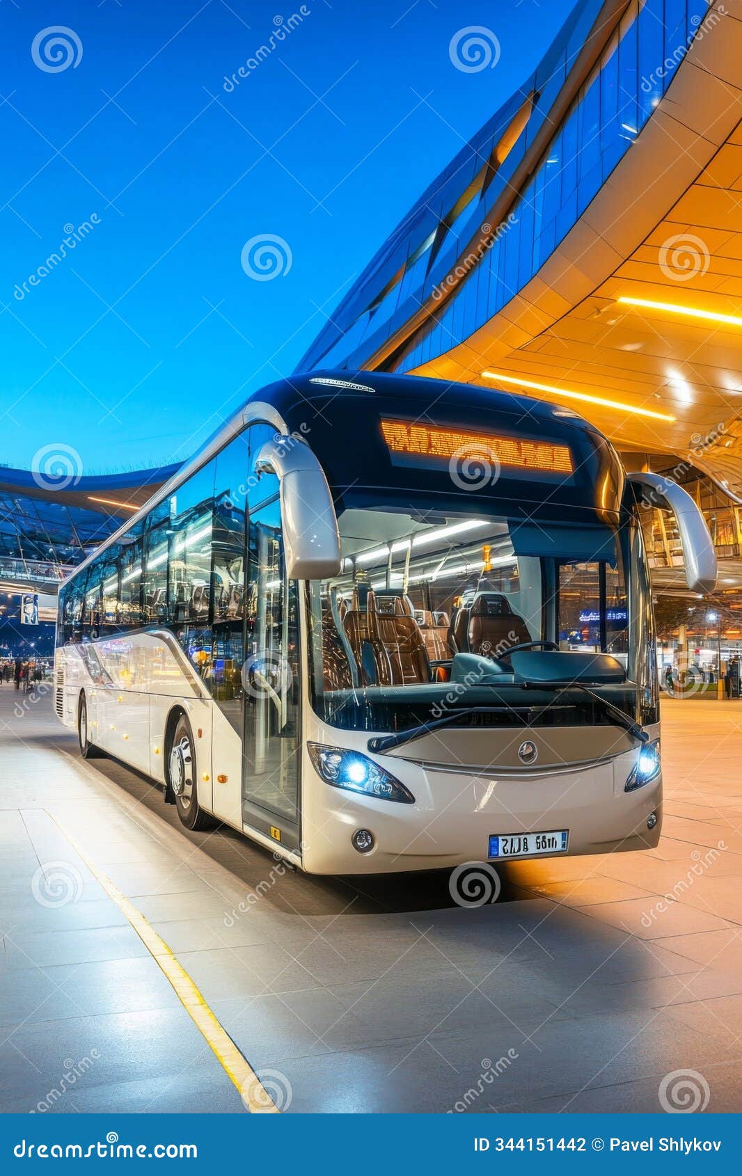 Shuttle Bus Brought People To the Airport for the Flight Stock Photo ...