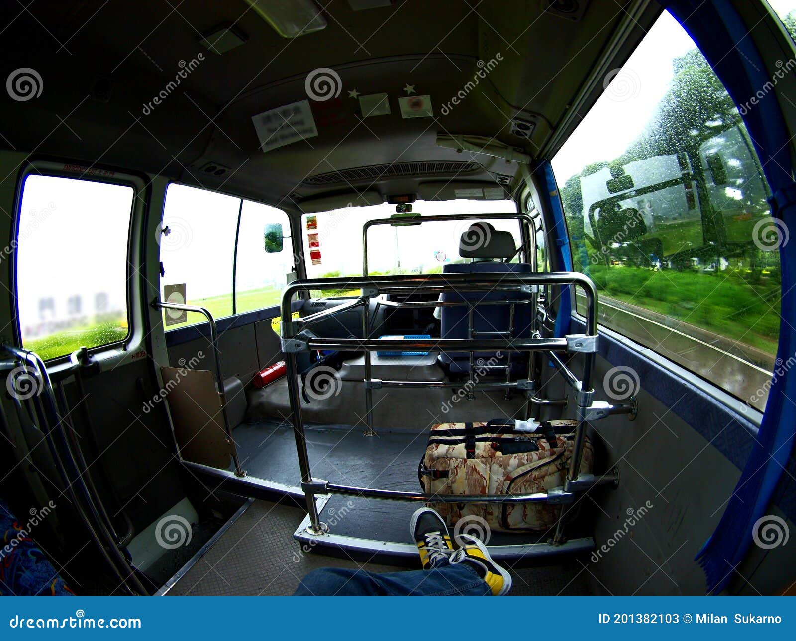 Shuttle Bus, during the Day, Seen from Inside the Sunny Weather Stock ...