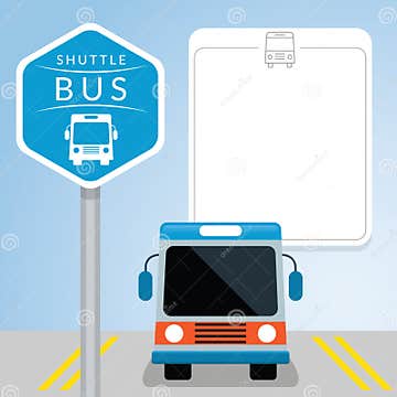 Shuttle Bus with Sign, Front View Stock Vector - Illustration of ...
