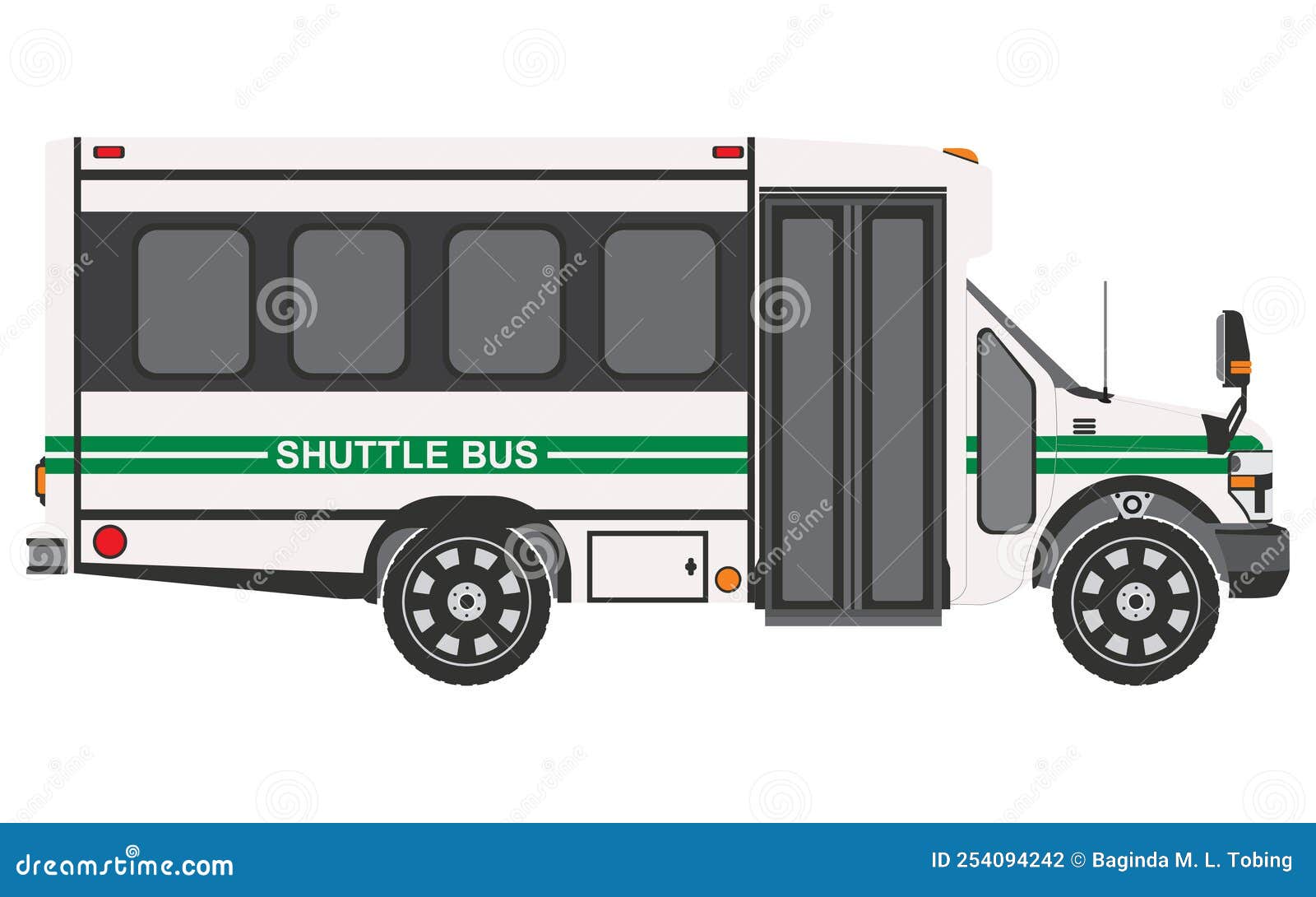 Shuttle Bus in White and Green Stripe Vector Stock Vector ...