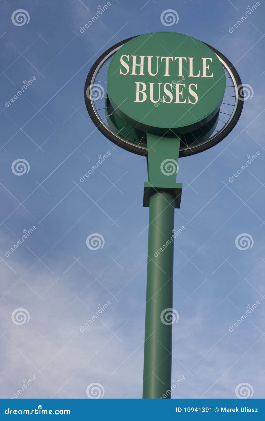 Shuttle Buses Sign Against Blue Sky Stock Image - Image of university ...
