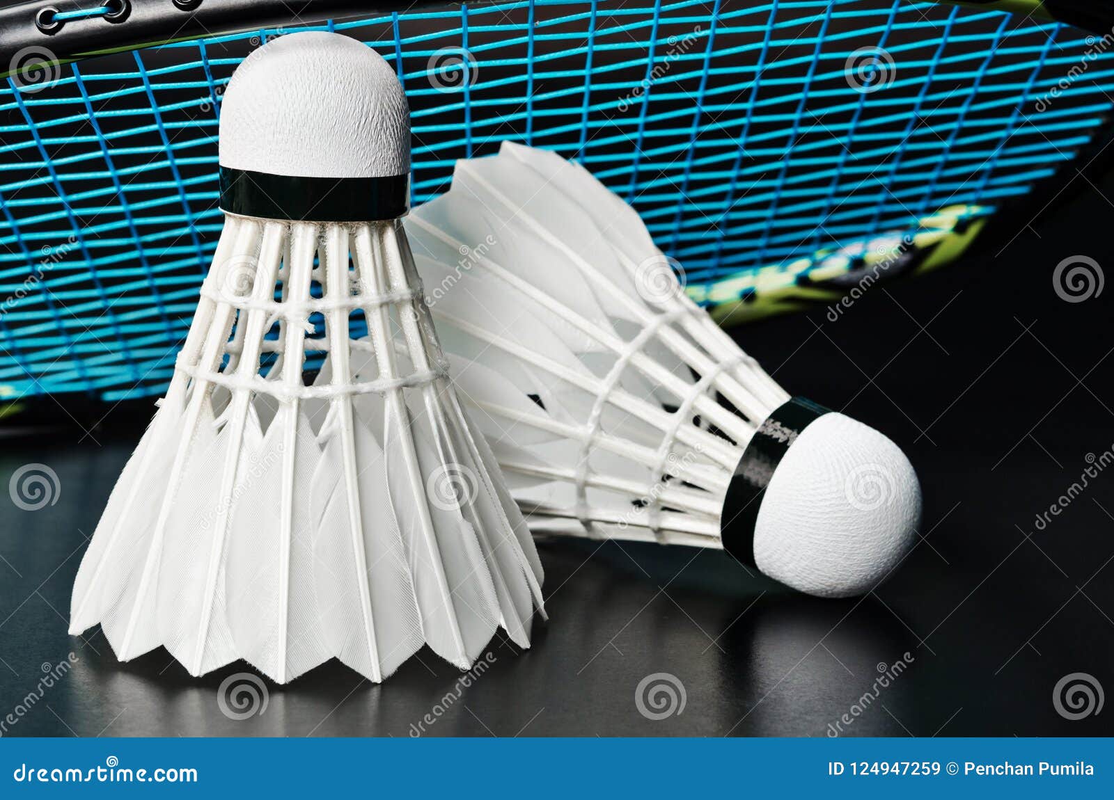 Shuttle en badmintonracket stock afbeelding. Image of nadruk - 124947259