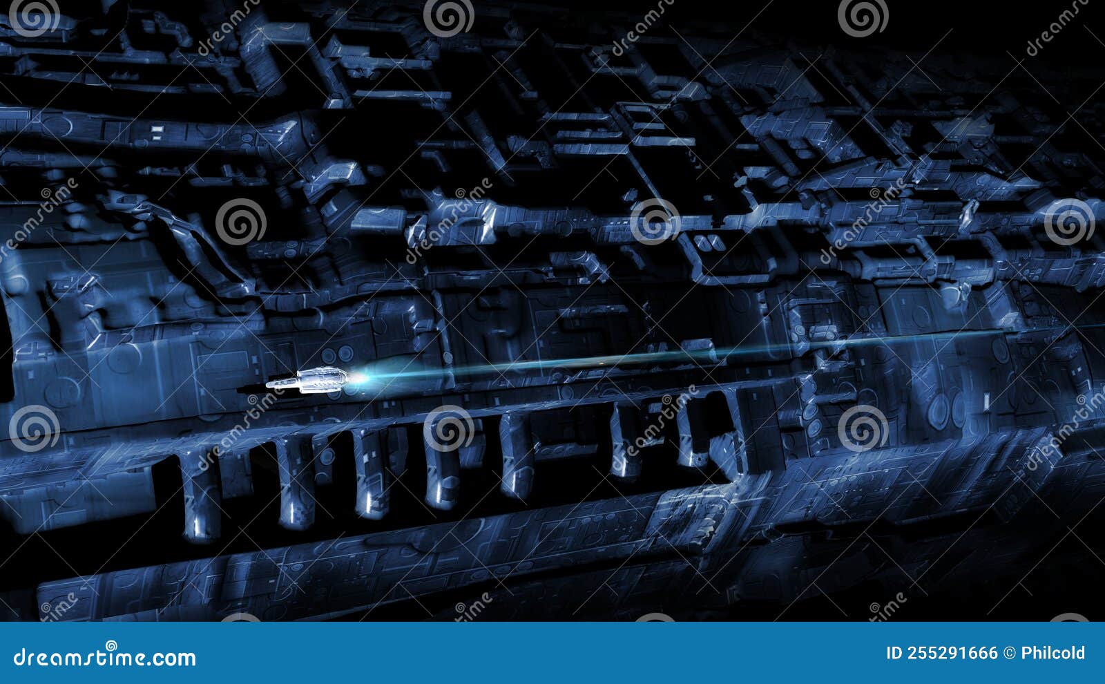Shuttle Flying Over Spatial Station Stock Illustration - Illustration ...