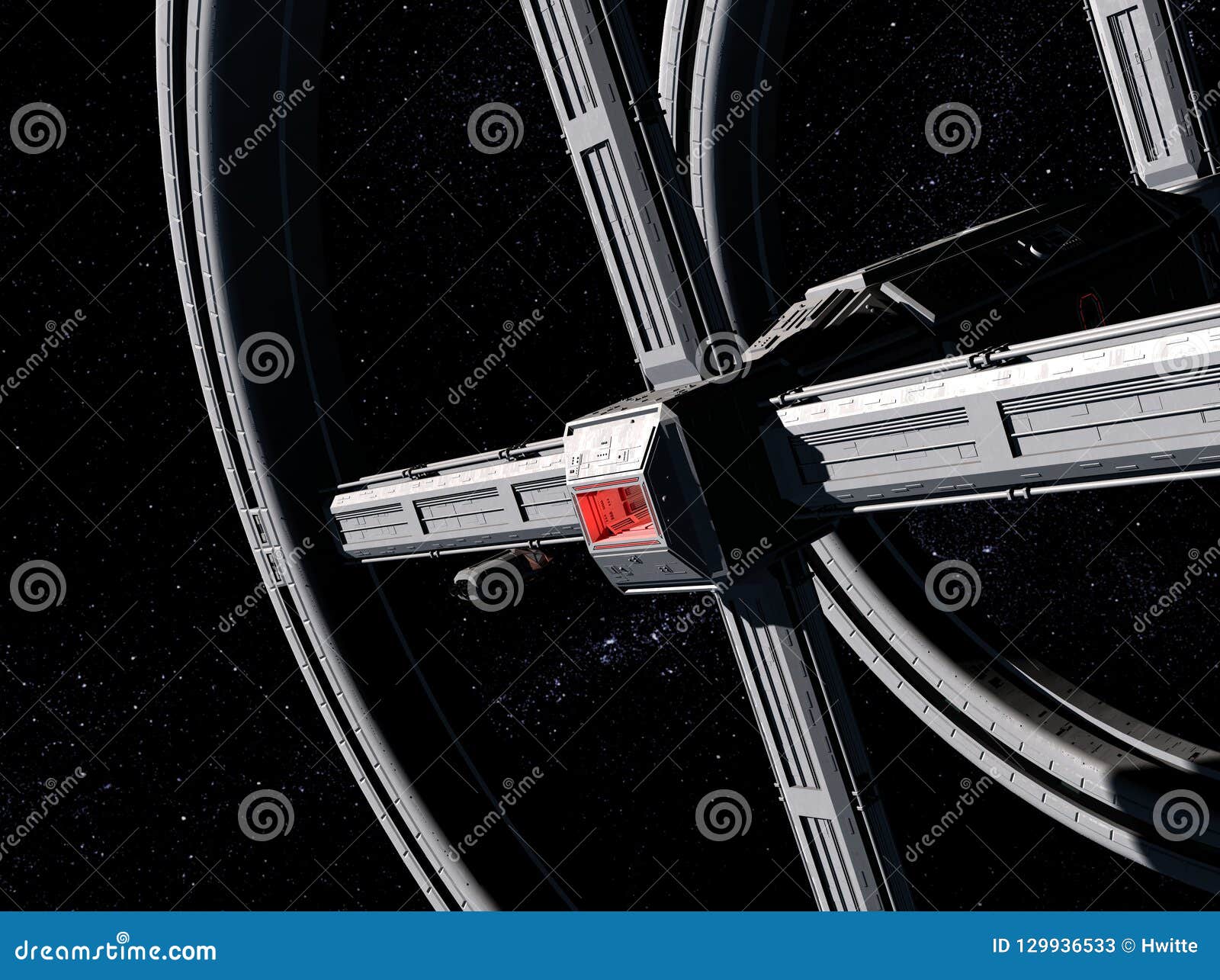 Space Station Shuttle Landing Bay Stock Image - Image of galactic ...