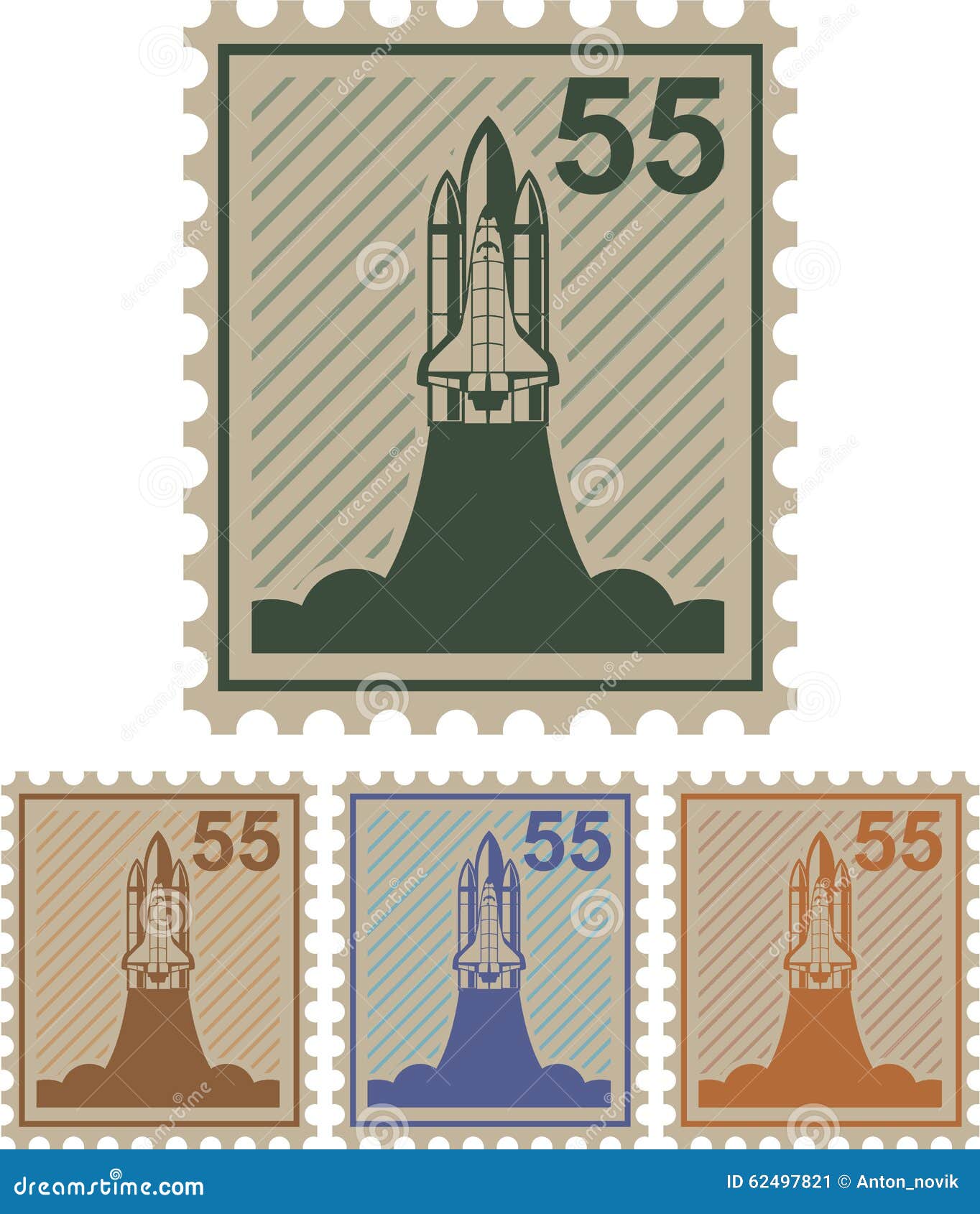 Shuttle 55 Mail Stamp Vector Stock Vector - Illustration of shuttle ...