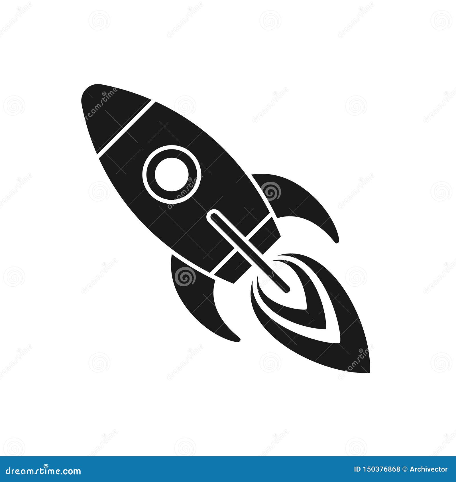 Rocket Flying Graphic Black Icon Stock Vector - Illustration of flight ...