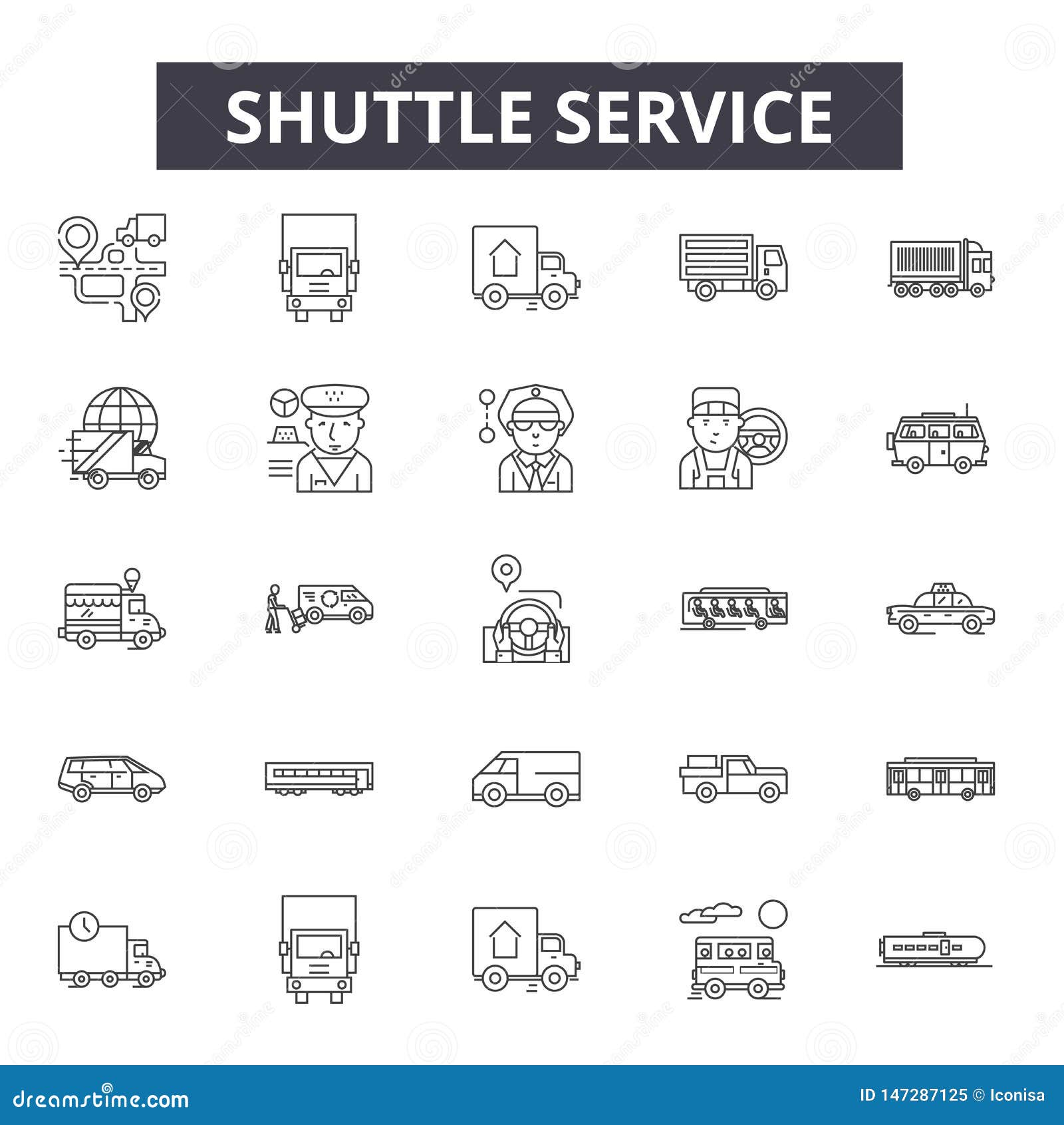Shuttle Service Line Icons, Signs, Vector Set, Linear Concept, Outline ...