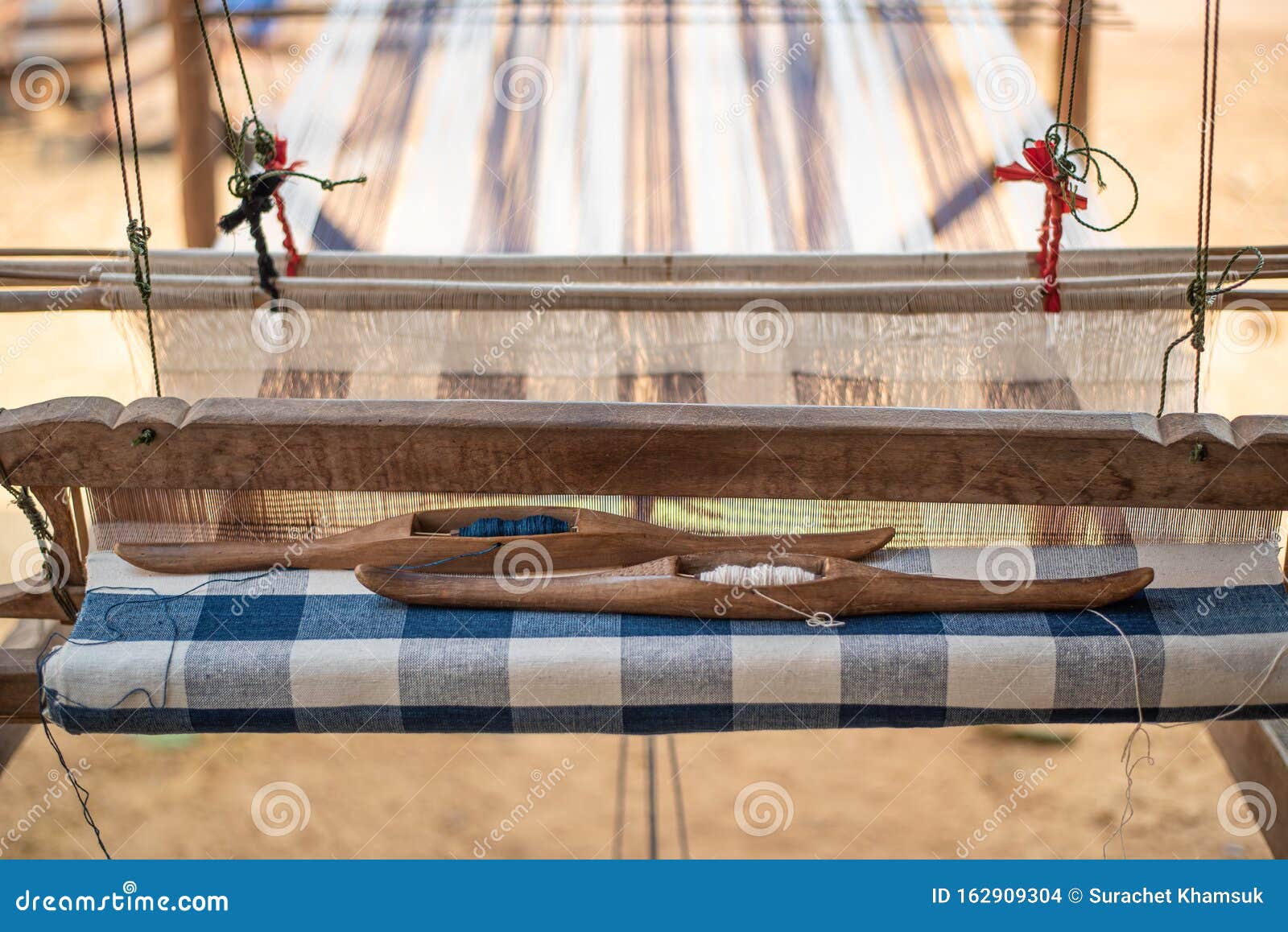 Shuttle Weaving Tool on the Antique Loom and Thread, Traditional Thai ...