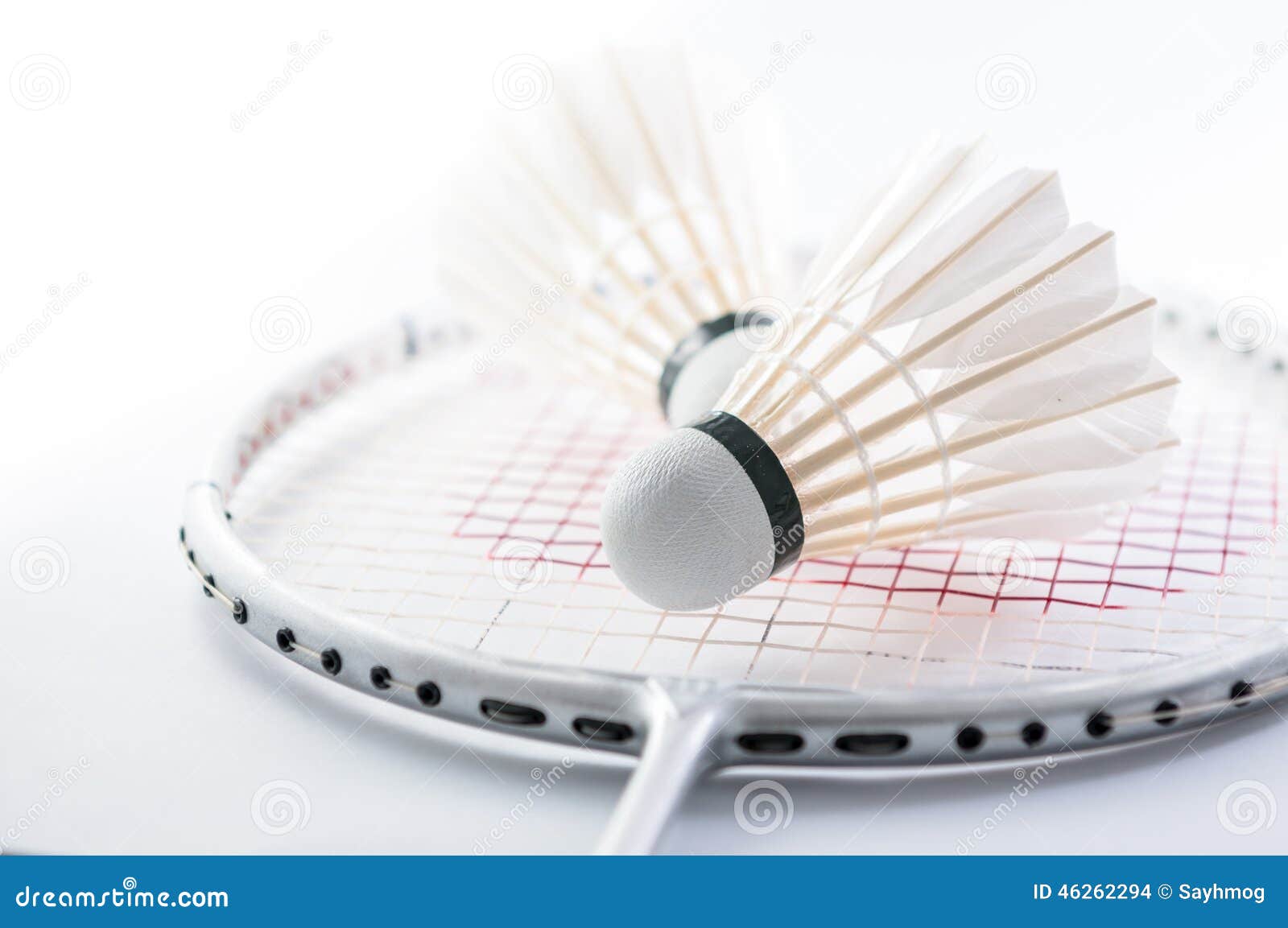 Shuttlecock on Badminton Racket Stock Photo - Image of entertainment ...
