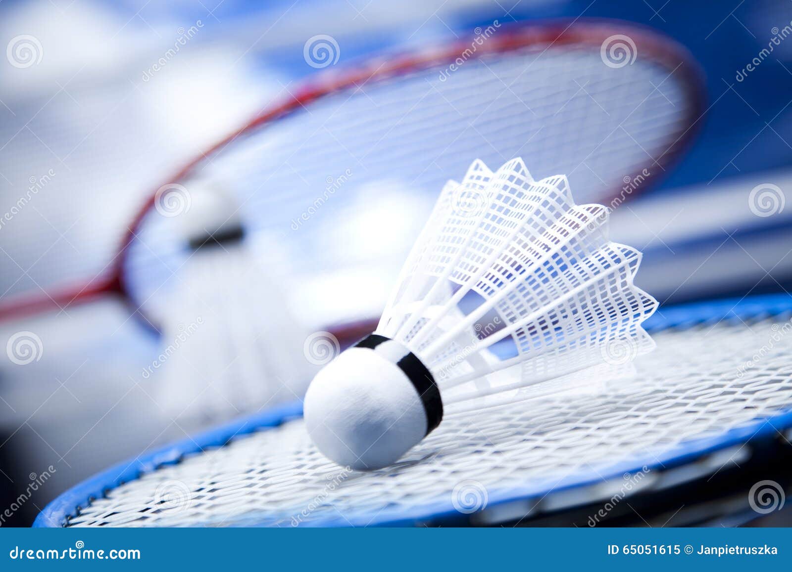 Shuttlecock on Badminton Racket Stock Image - Image of game ...
