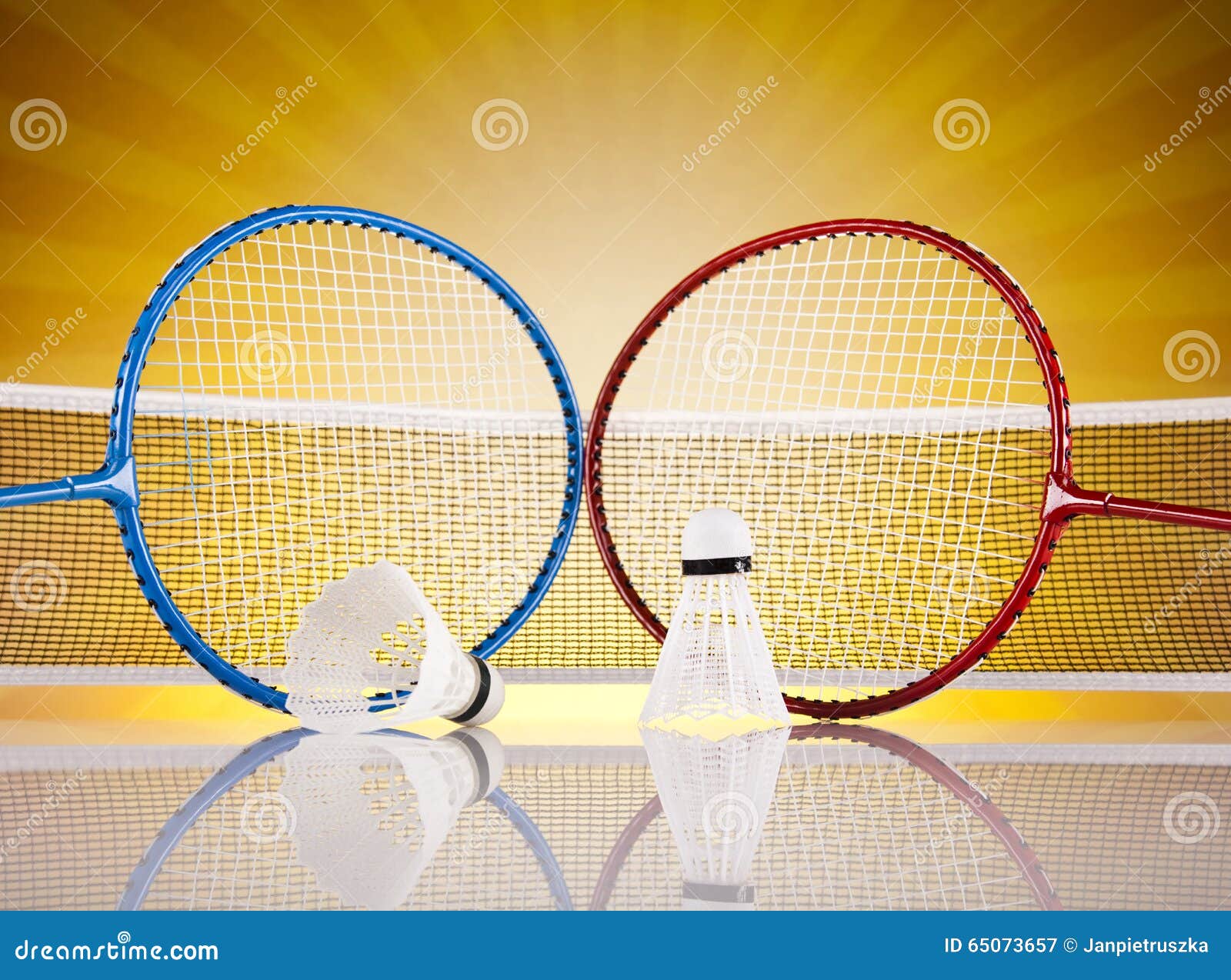 Shuttlecock on Badminton Racket Stock Image - Image of recreational ...