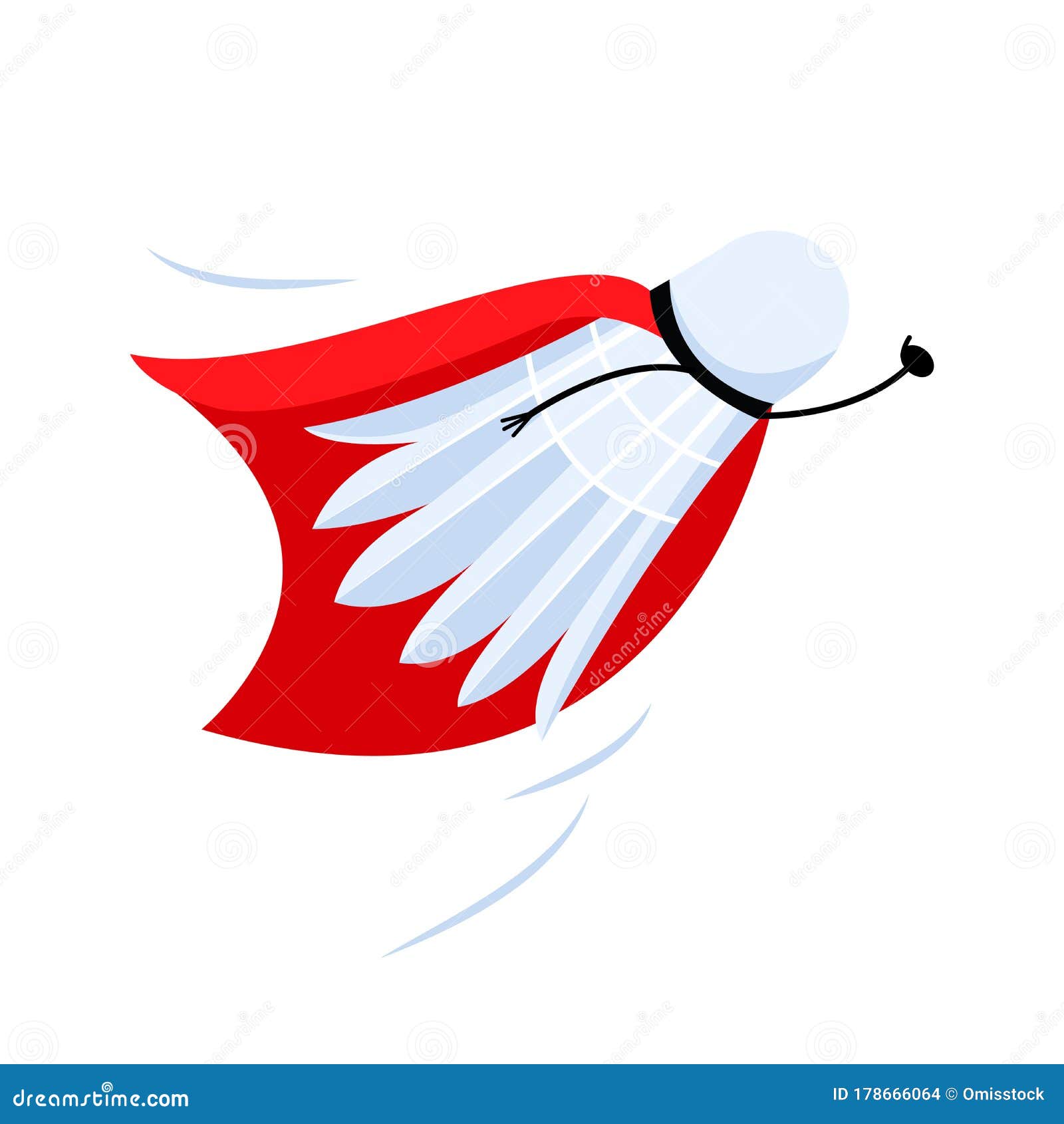 Shuttlecock Fly. Flat Cartoon Illustration. Superman Shuttlecock Flies ...