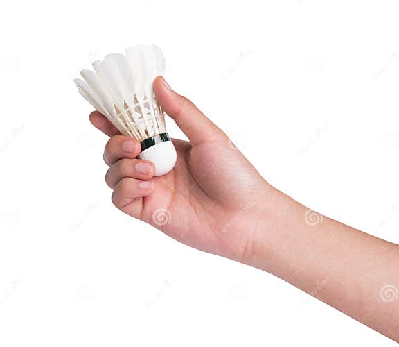 Shuttlecock in Hand Isolated on White Background Stock Image - Image of ...