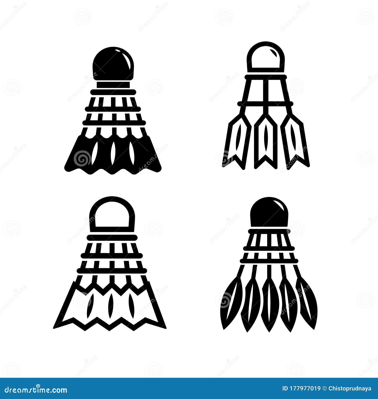 Shuttlecock icon set stock vector. Illustration of racket - 177977019