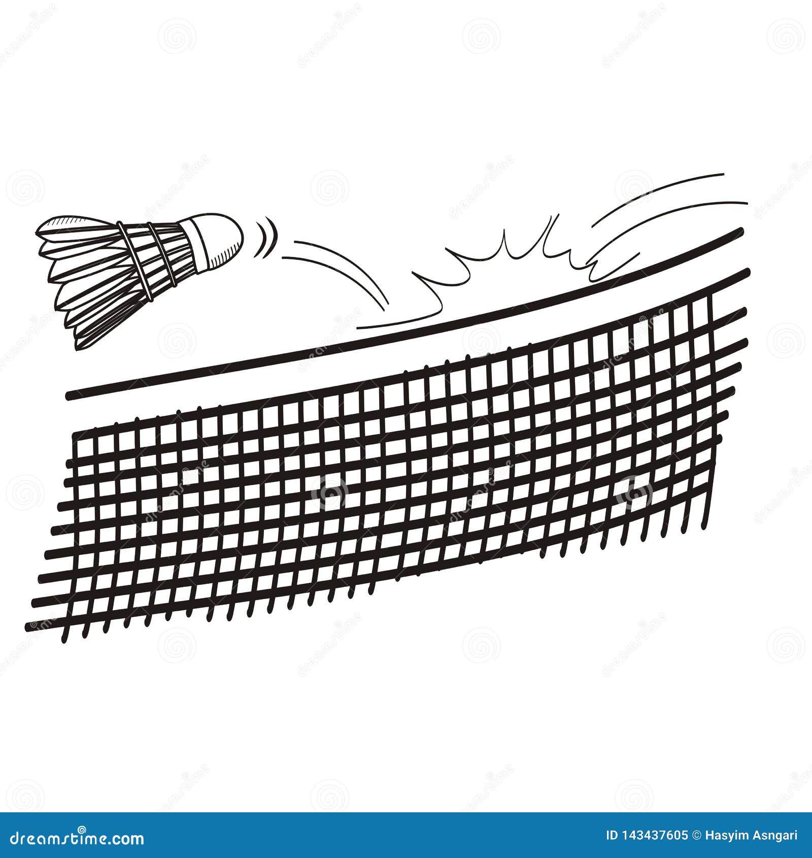 Shuttlecock in the net stock vector. Illustration of male - 143437605