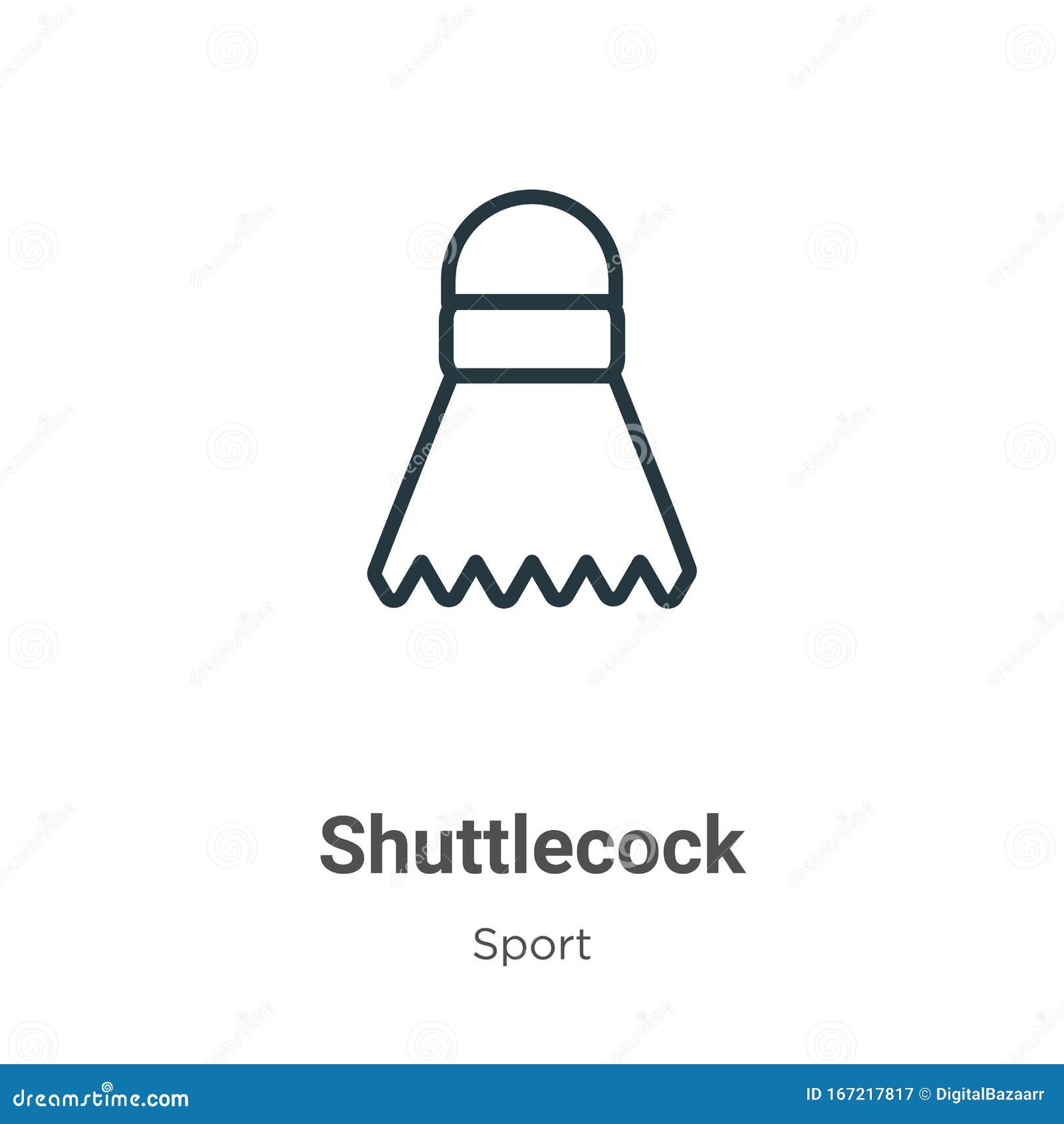 Shuttlecock Outline Vector Icon. Thin Line Black Shuttlecock Icon, Flat ...
