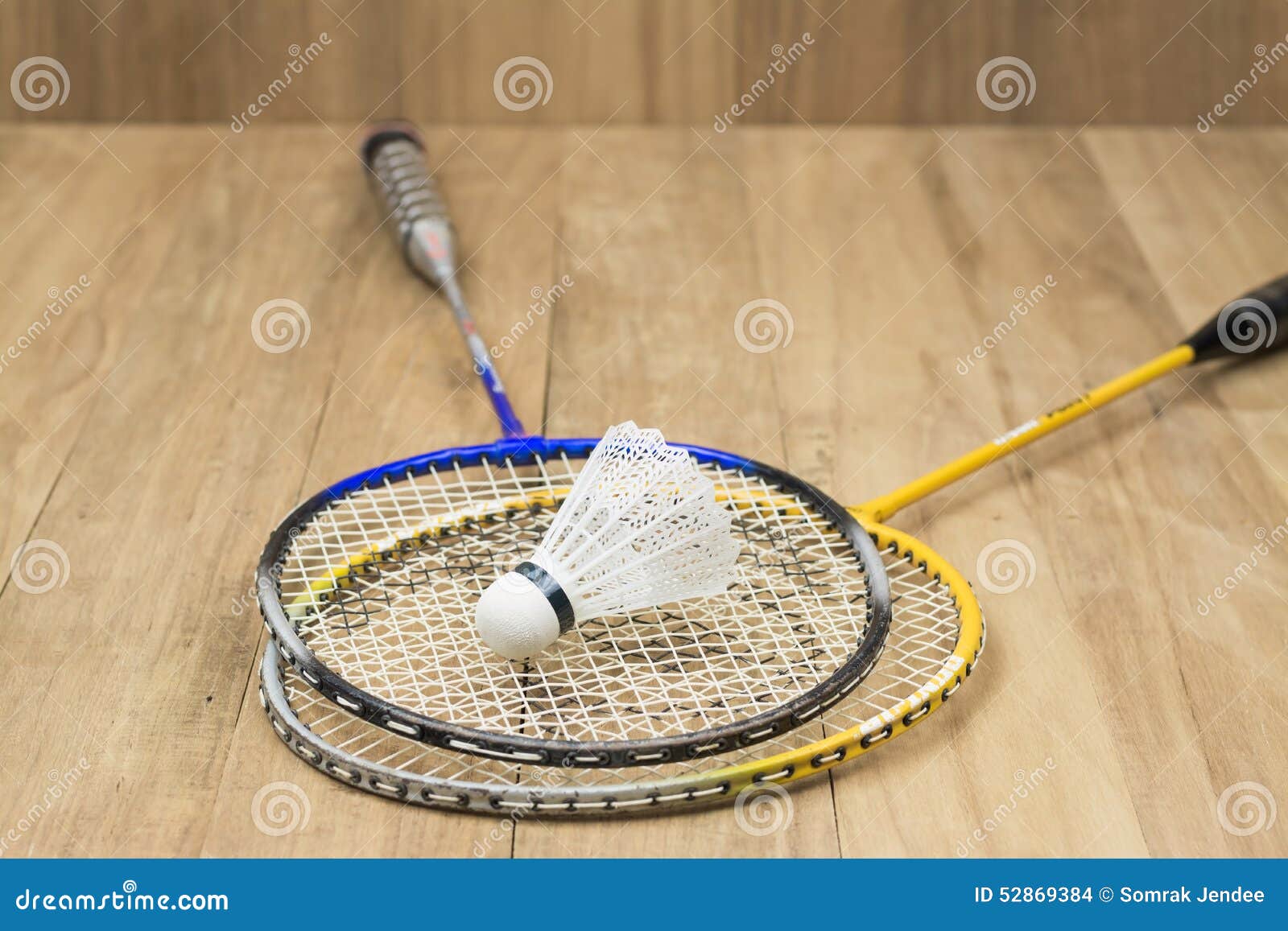 Shuttlecock and Two Racquets Stock Photo - Image of activity, fitness ...